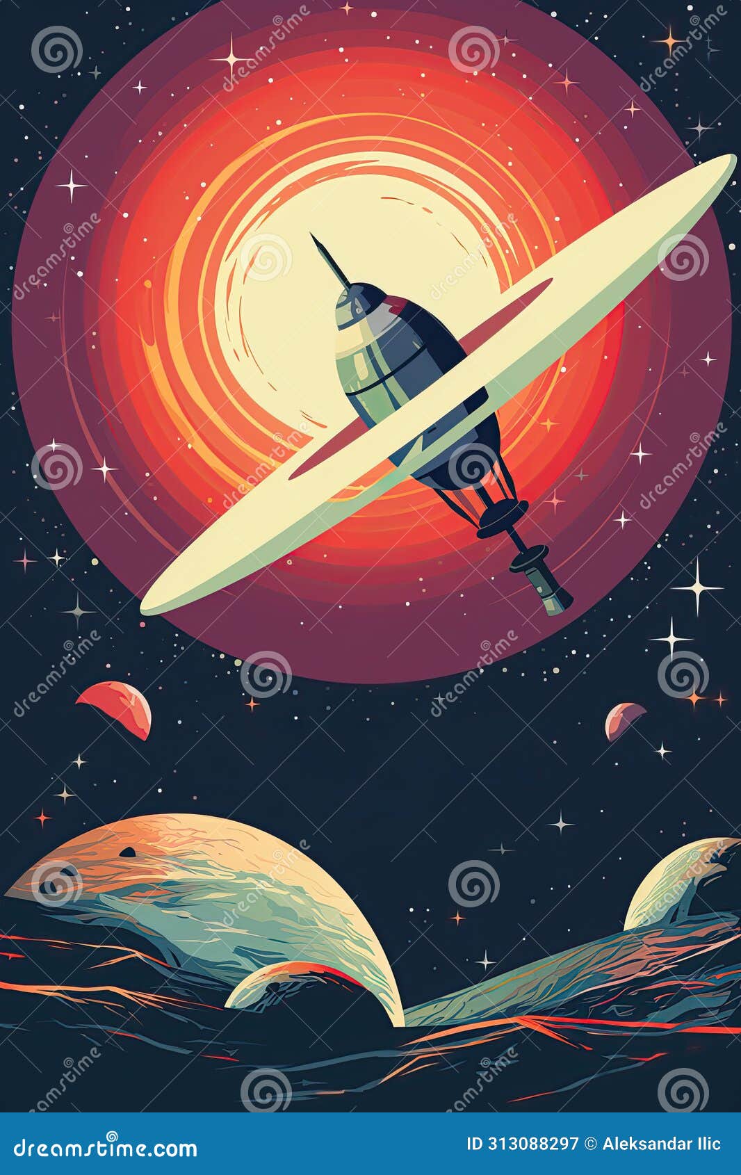 1960s Vintage Space Exploration Poster. Ai Generative Stock Image ...