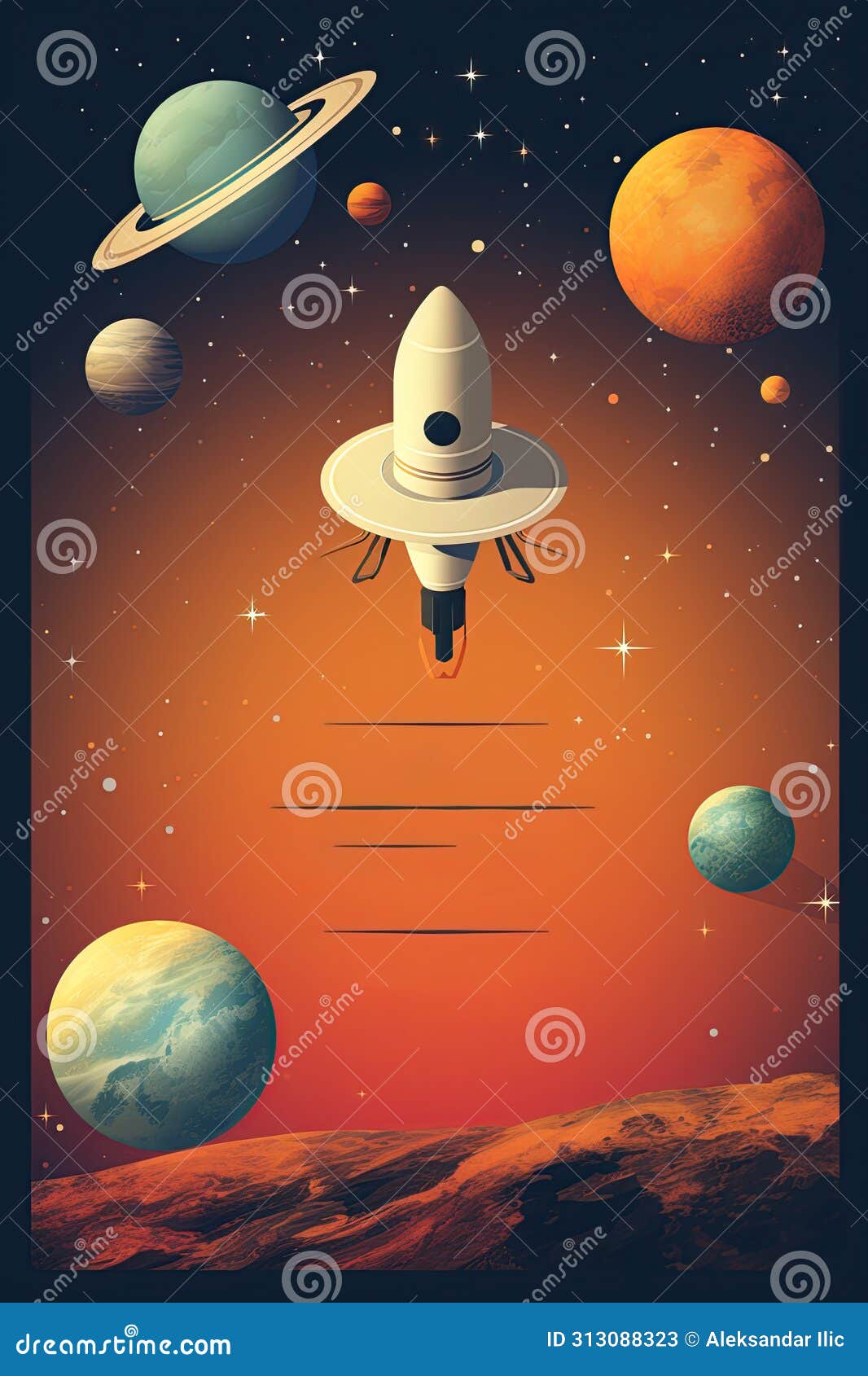1960s Vintage Space Exploration Poster. Ai Generative Stock Image ...