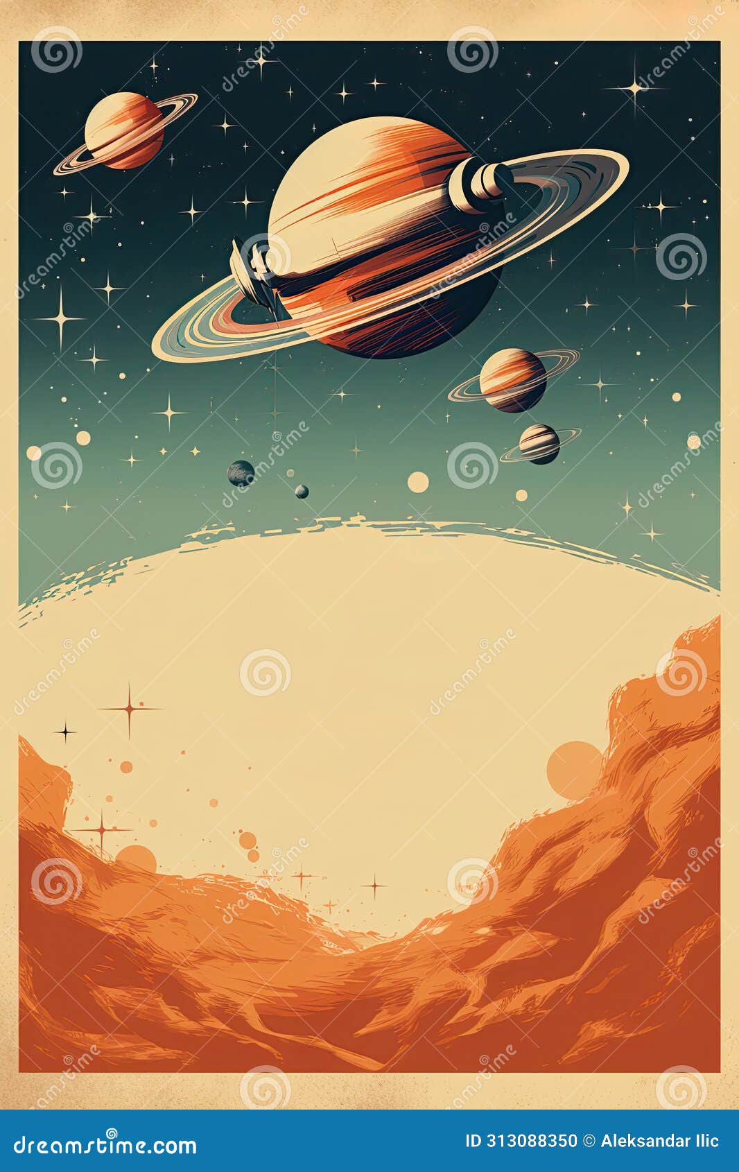 1960s Vintage Space Exploration Poster. Ai Generative Stock Photo ...