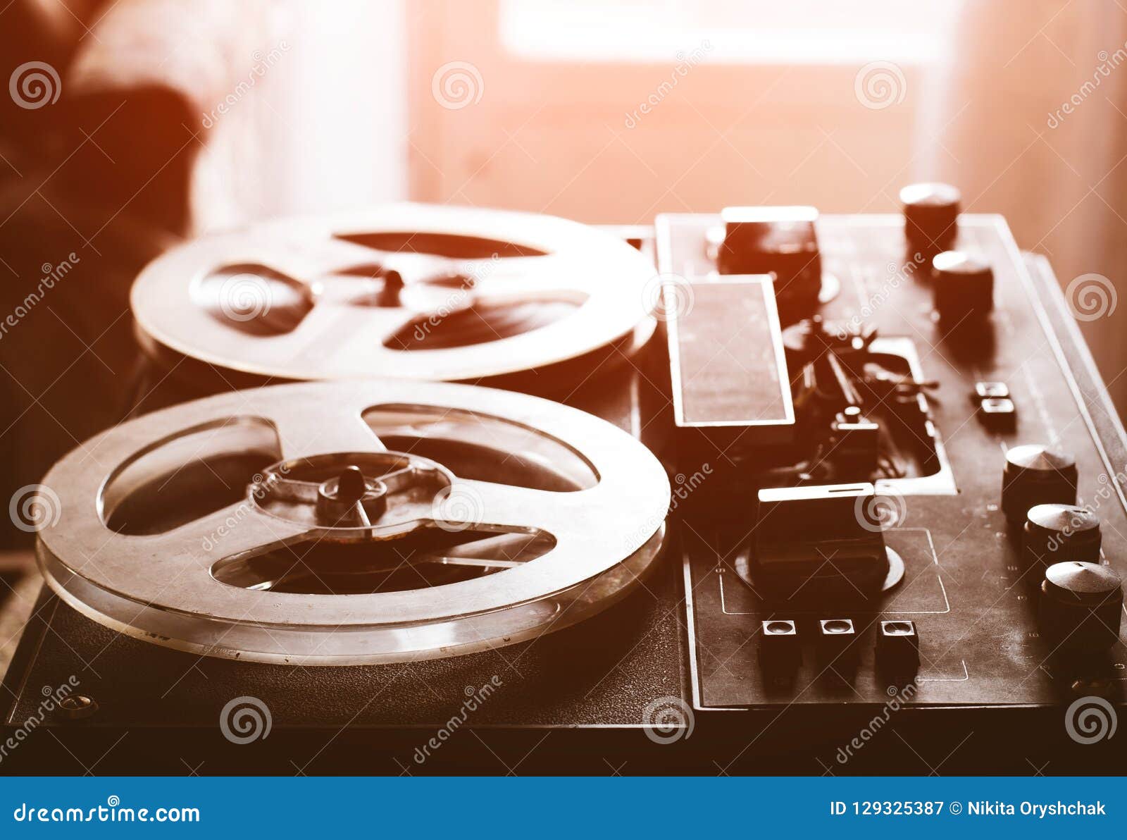 80`s Vintage Tape Recorder. Close-up. Stock Image - Image of record ...