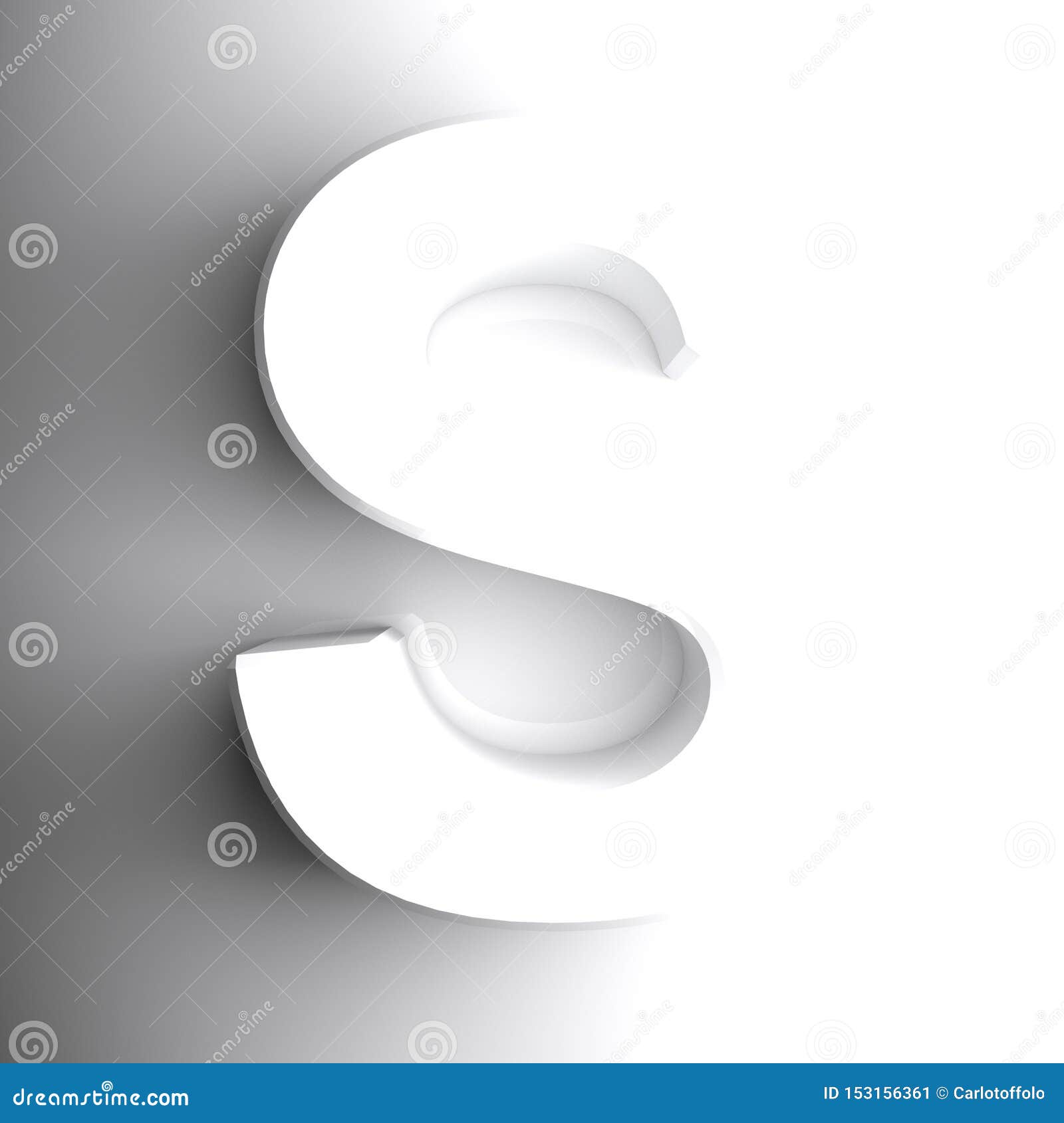 S White Letter Isolated on White Background - 3D Rendering Illustration ...