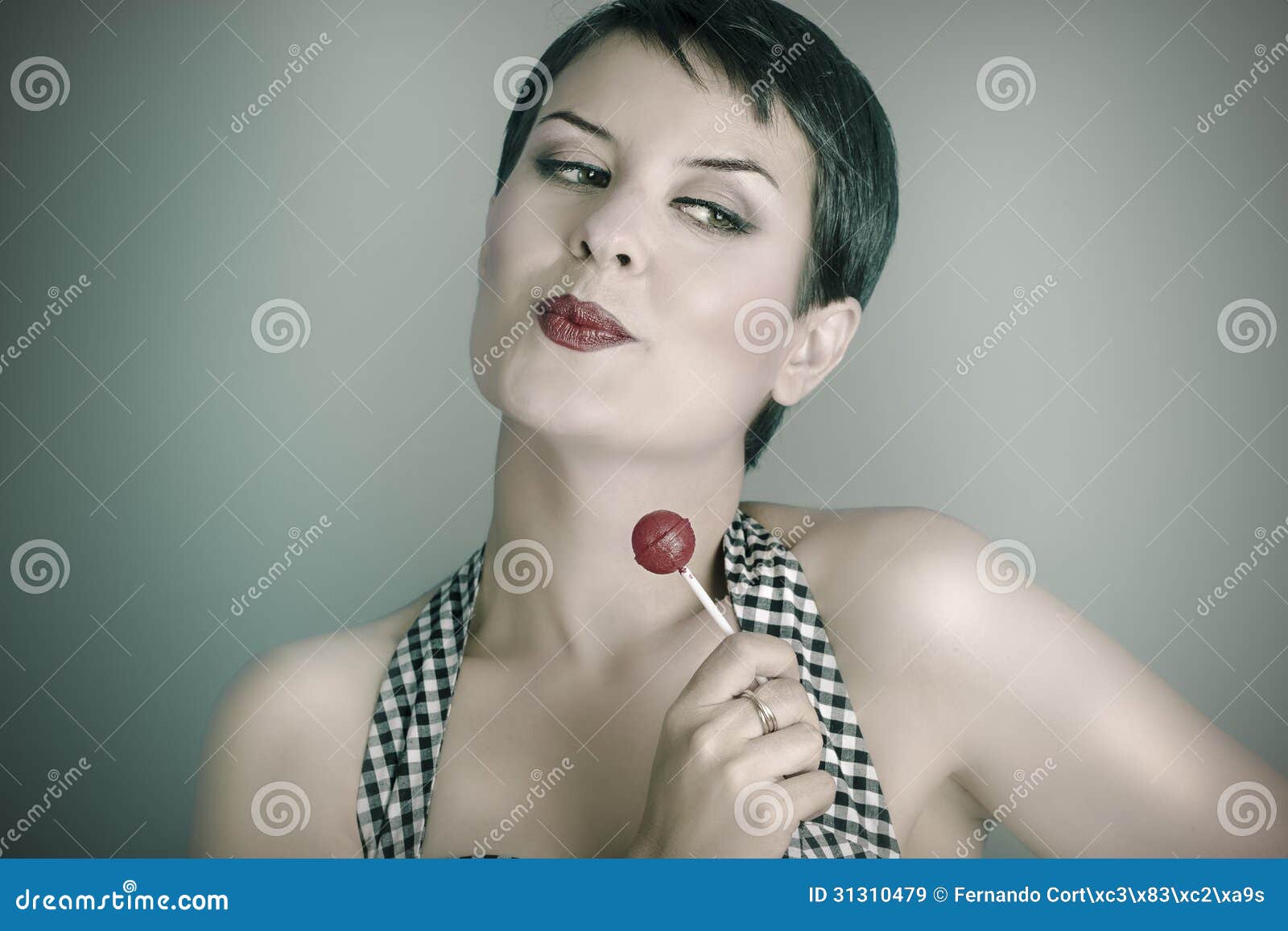 20s Woman with Lolly Pop, Pin Up Style Stock Image - Image of ...