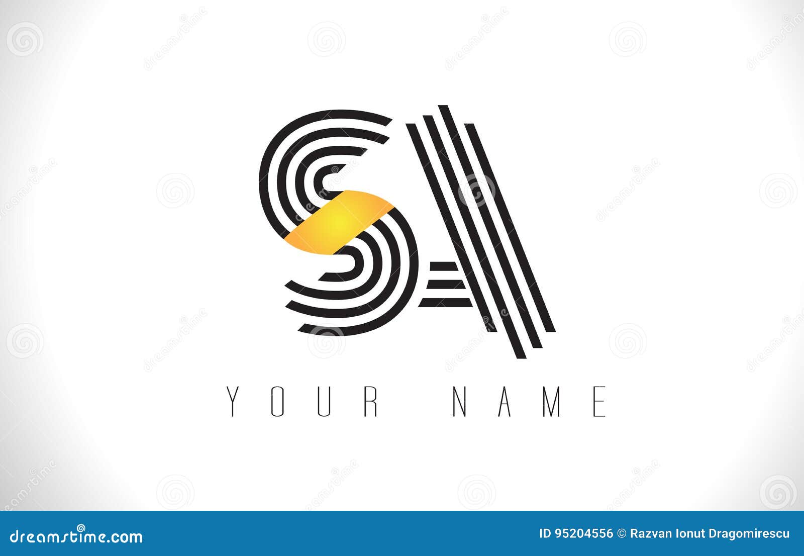 SA Black Lines Letter Logo. Creative Line Letters Vector Templat Stock ...
