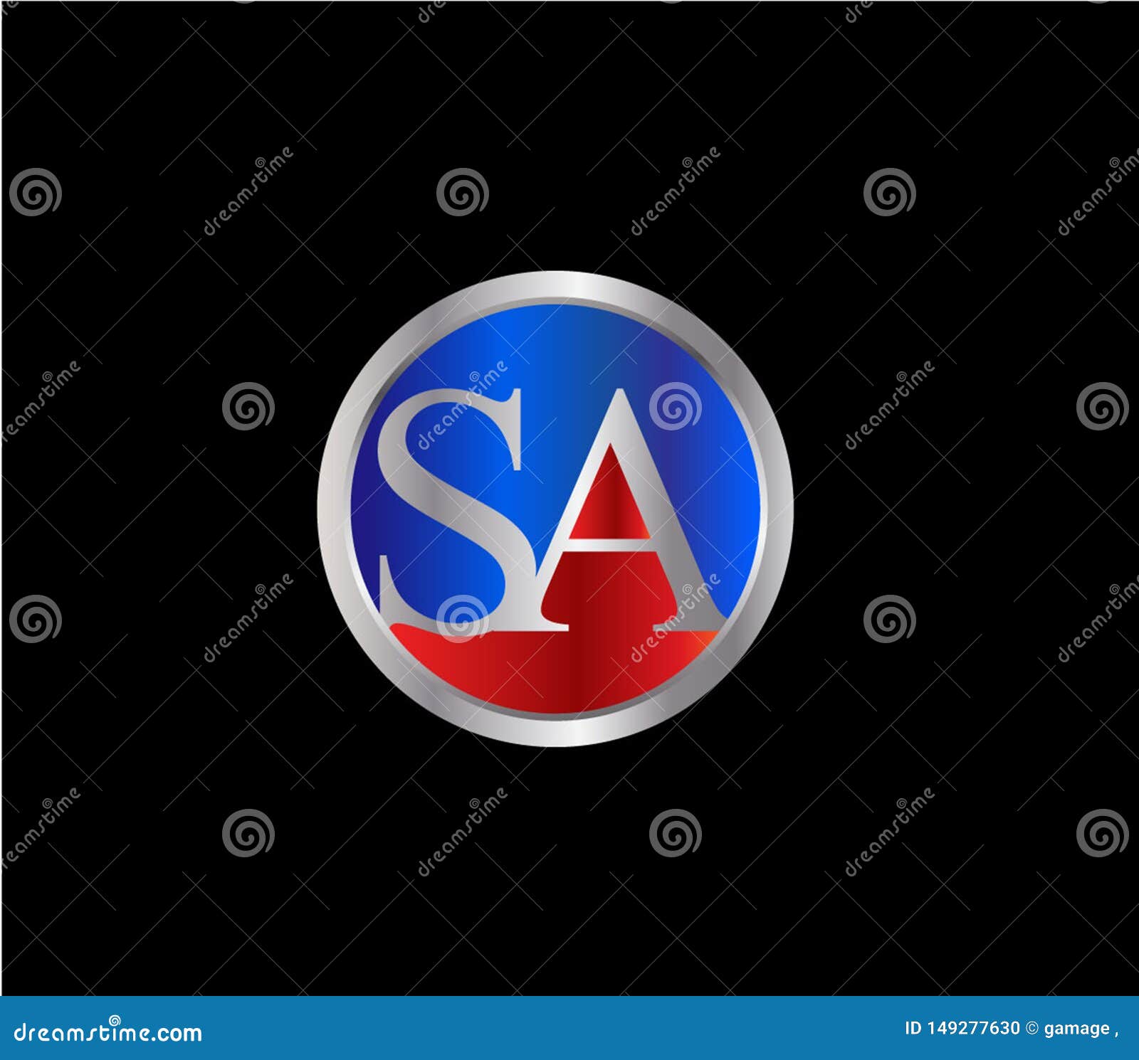 SA Initial Circle Shape Red Blue Silver Color Later Logo Design Stock ...