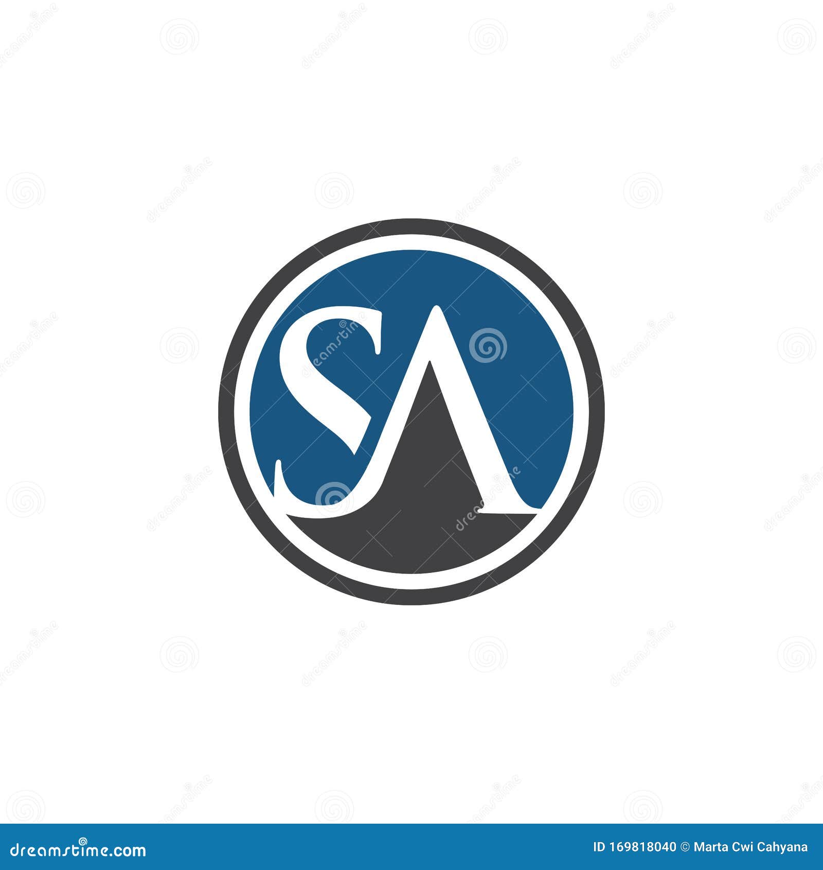 SA Initials Logo Solid Circle Stock Vector - Illustration of internet ...