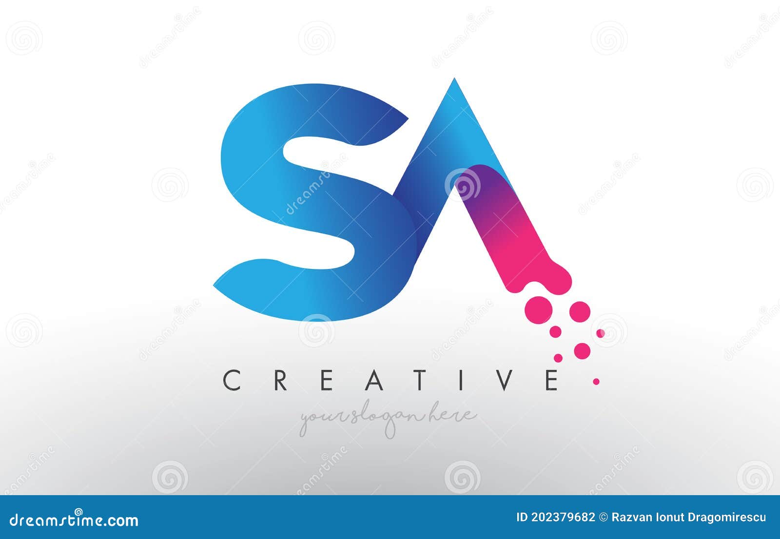 SA Letter Design with Creative Dots Bubble Circles and Blue Pink Colors ...
