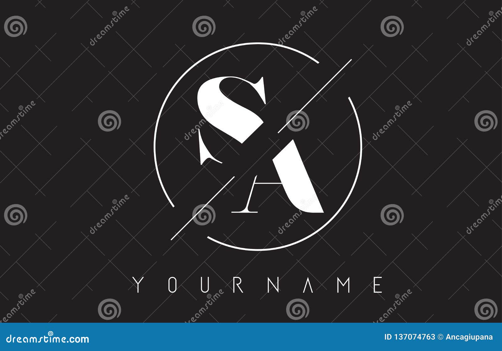 SA Letter Logo with Cutted and Intersected Design Stock Vector ...