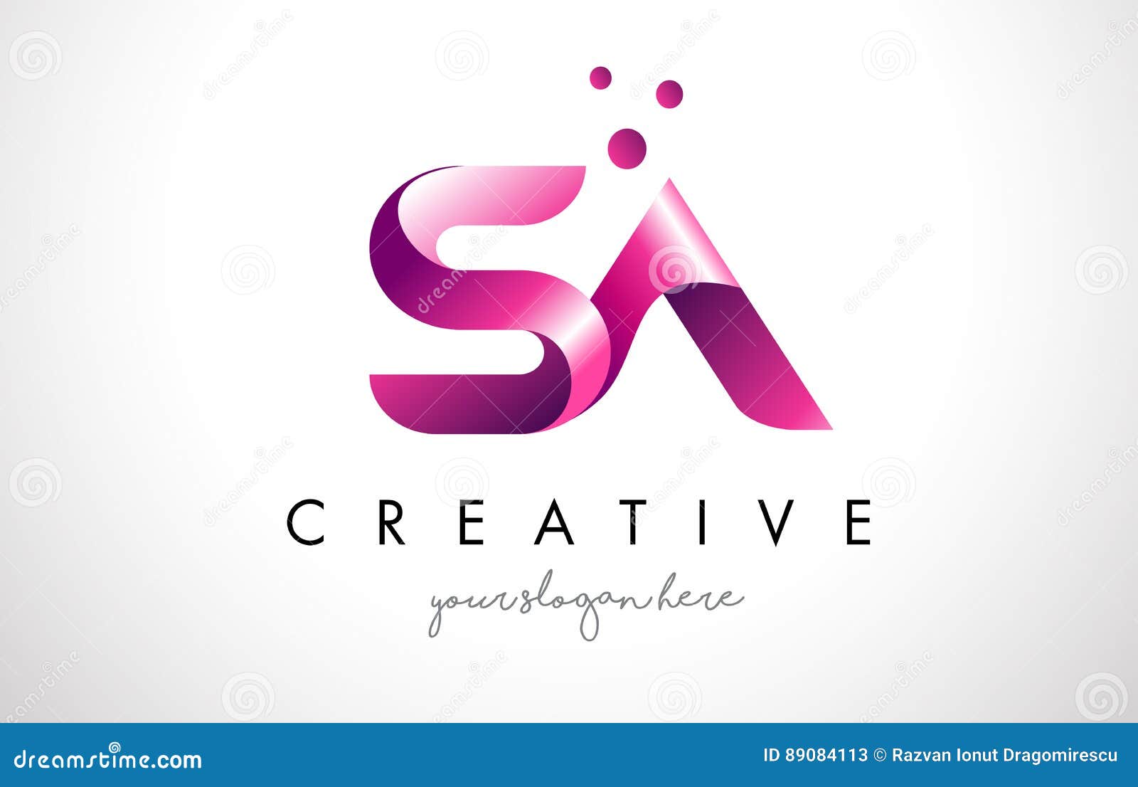 SA Letter Logo Design with Purple Colors and Dots Stock Vector ...