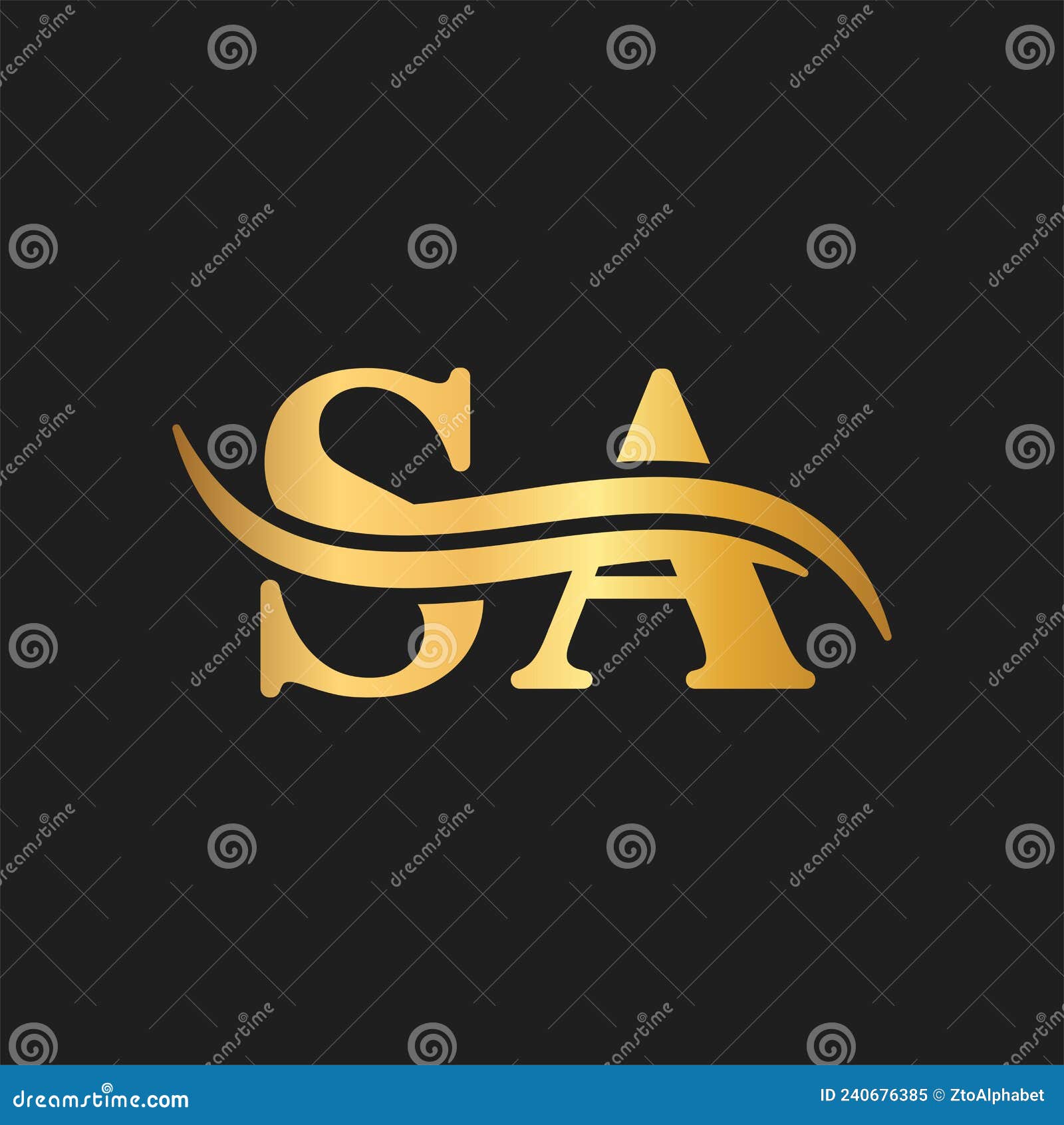 SA Letter Logo Wave Elegant Monogram Design Stock Vector - Illustration ...