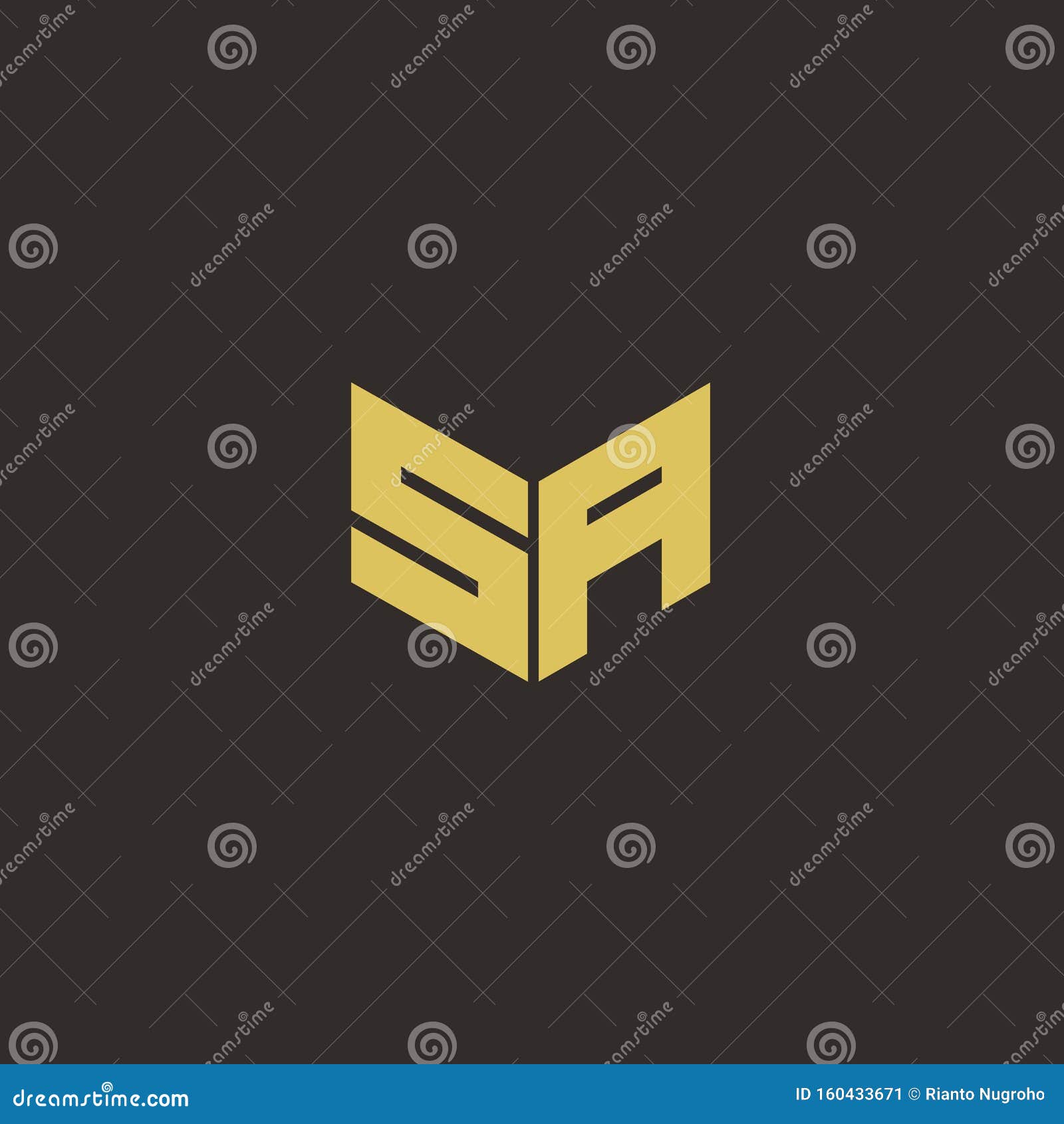 SA Logo Letter Initial Logo Designs Template with Gold and Black ...