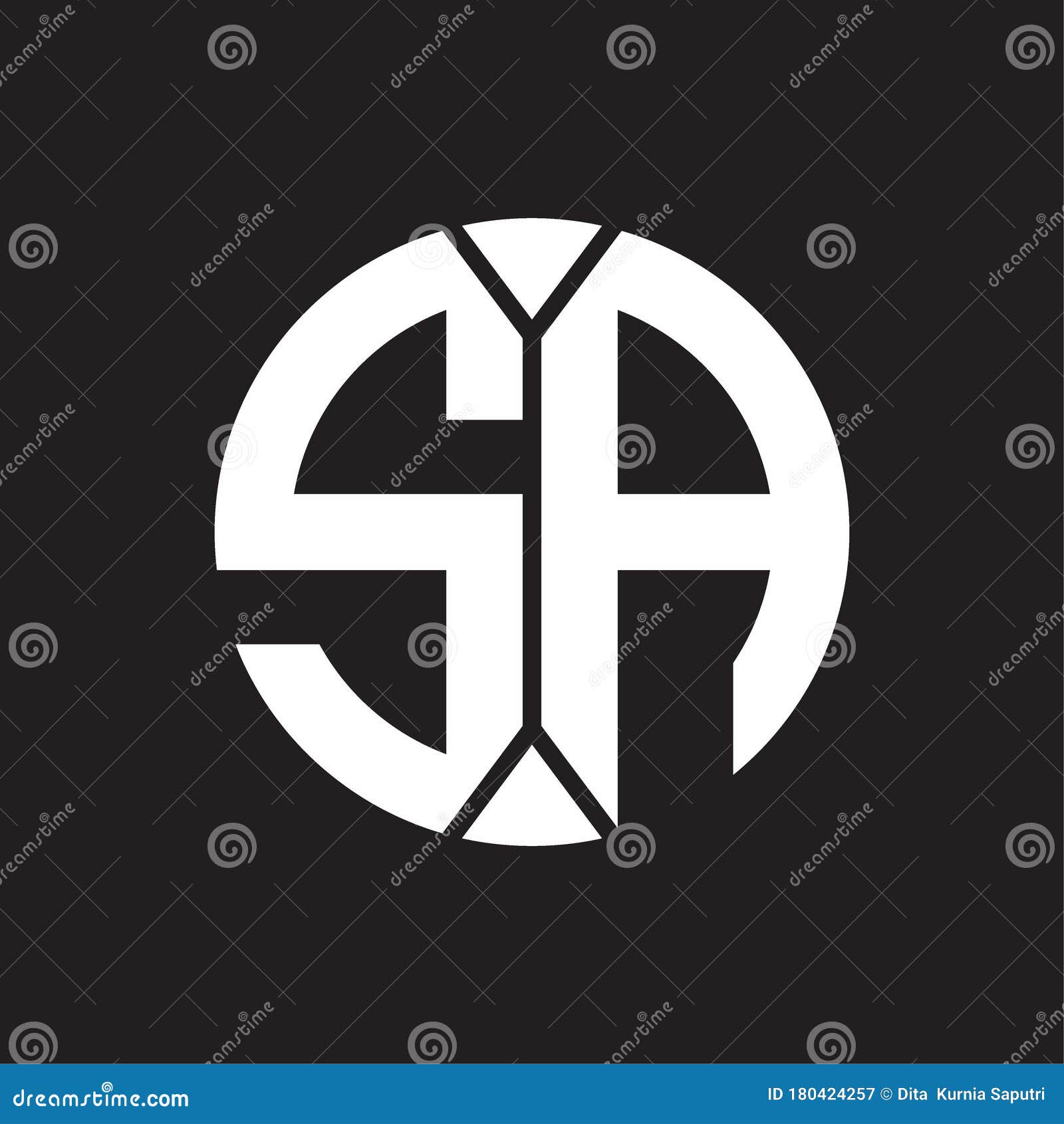 SA Logo Monogram with Piece Circle Ribbon Style Stock Vector ...