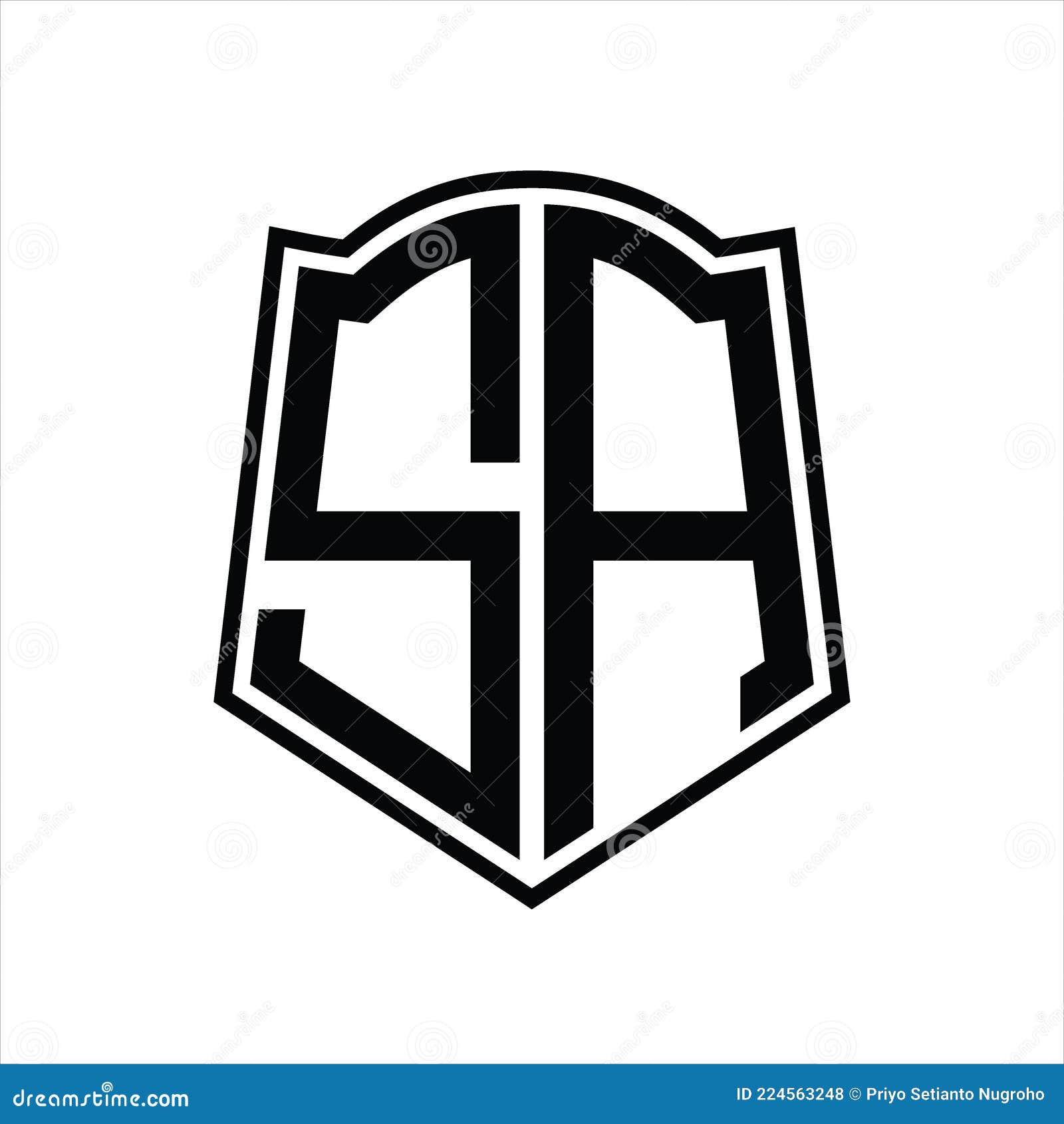 SA Logo Monogram with Shield Shape Outline Design Template Stock Vector ...