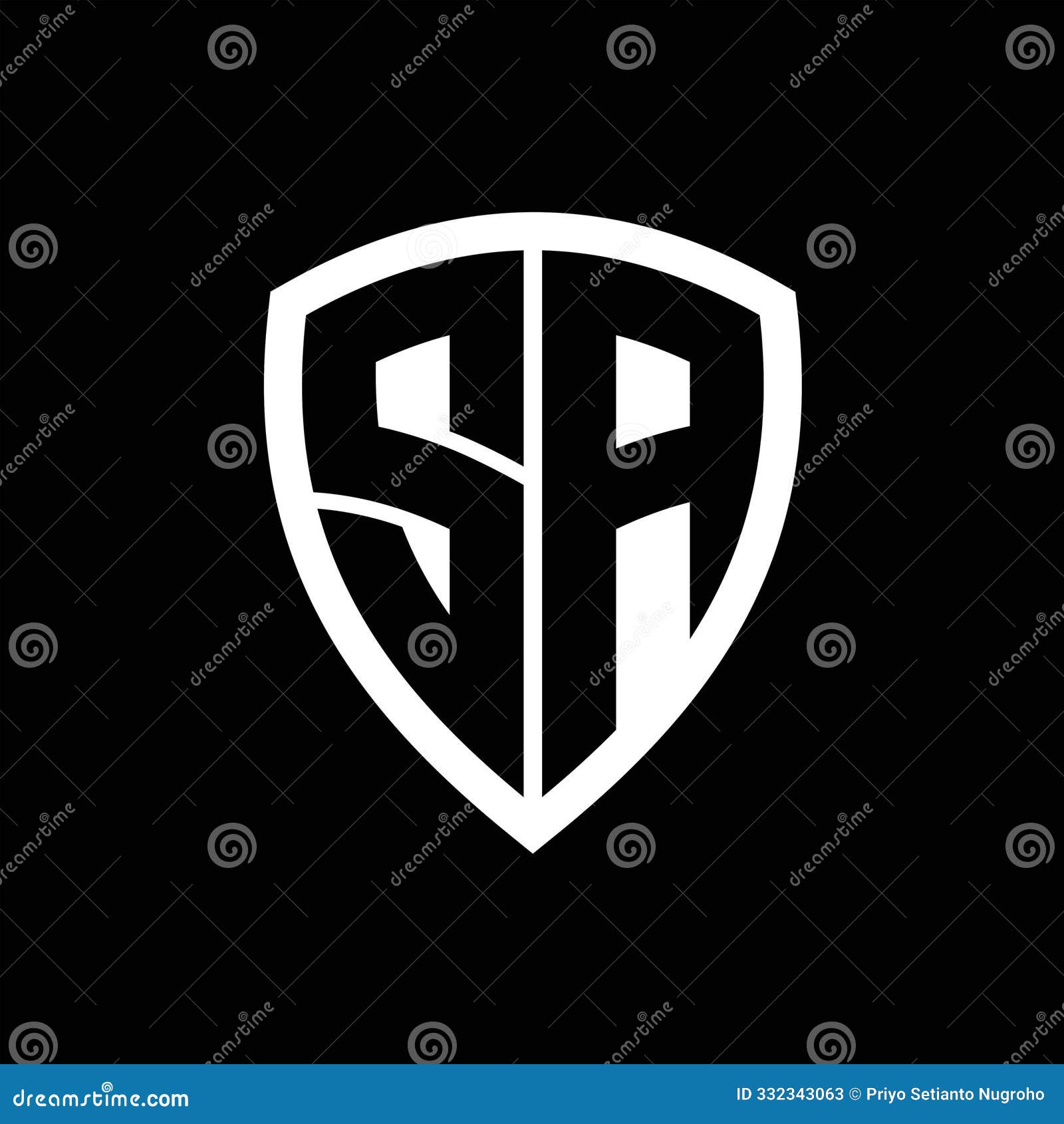 SA Monogram Logo with Bold Letters Shield Shape with Black and White ...