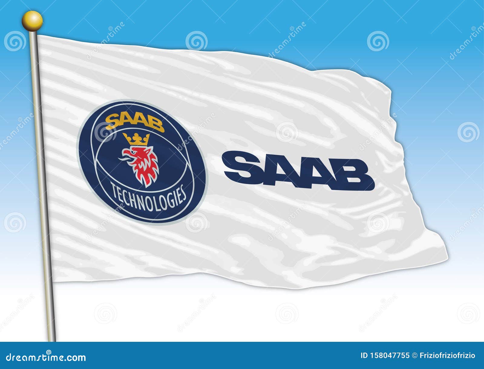 Saab Car Industry, Flag with Logo, Illustration Editorial Image ...