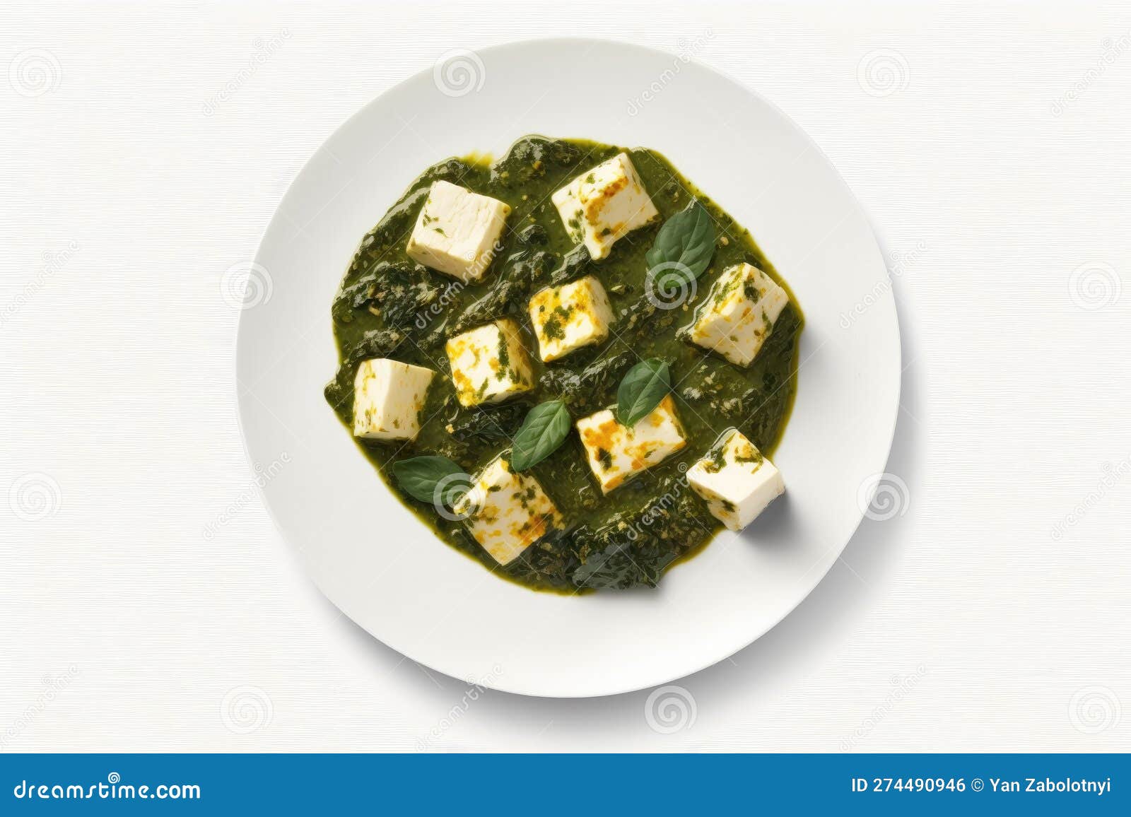 Saag Paneer on Plate, White Background. Generative AI Stock ...