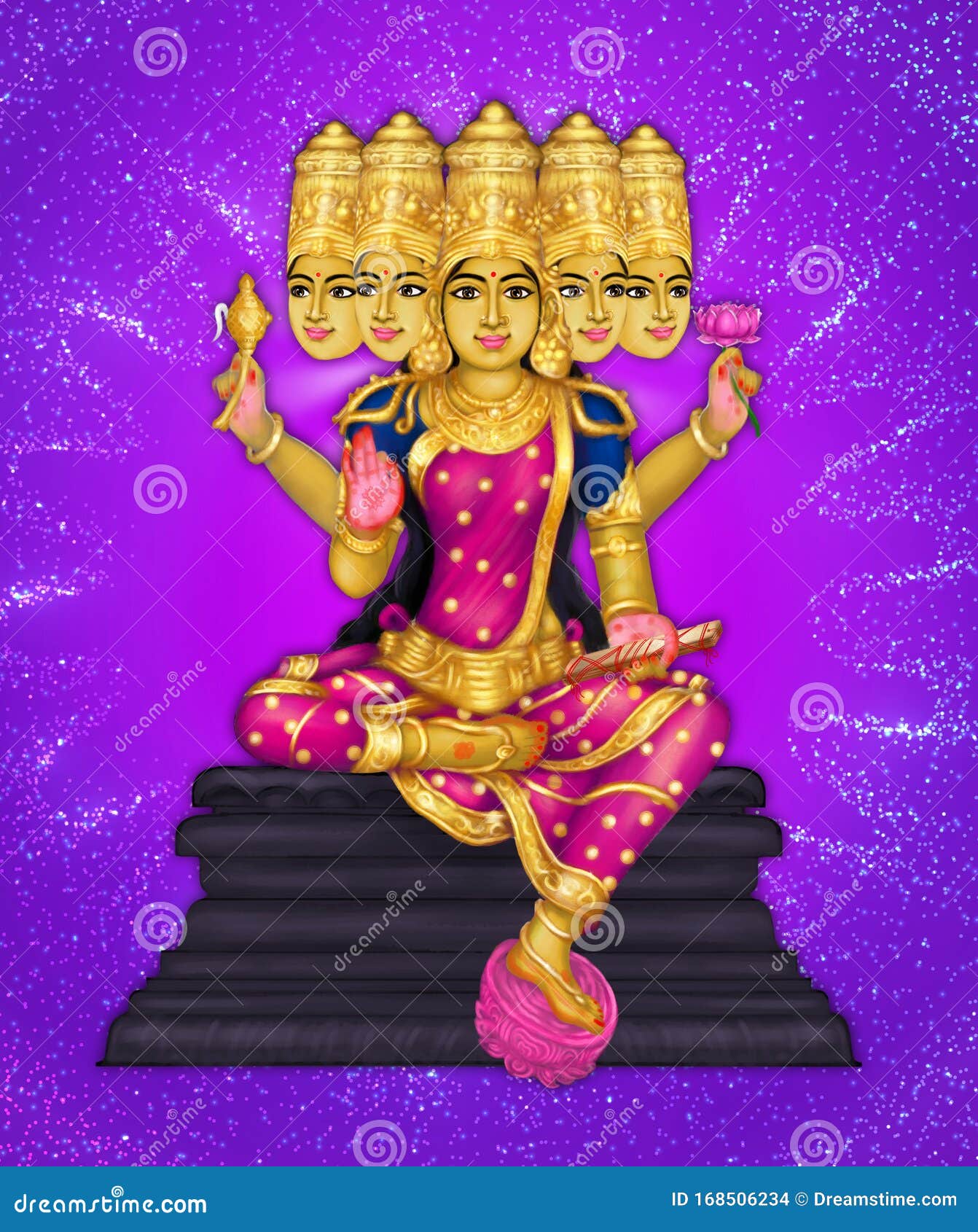 Saagini Devi, a Hindu Goddess Stock Illustration - Illustration of ...