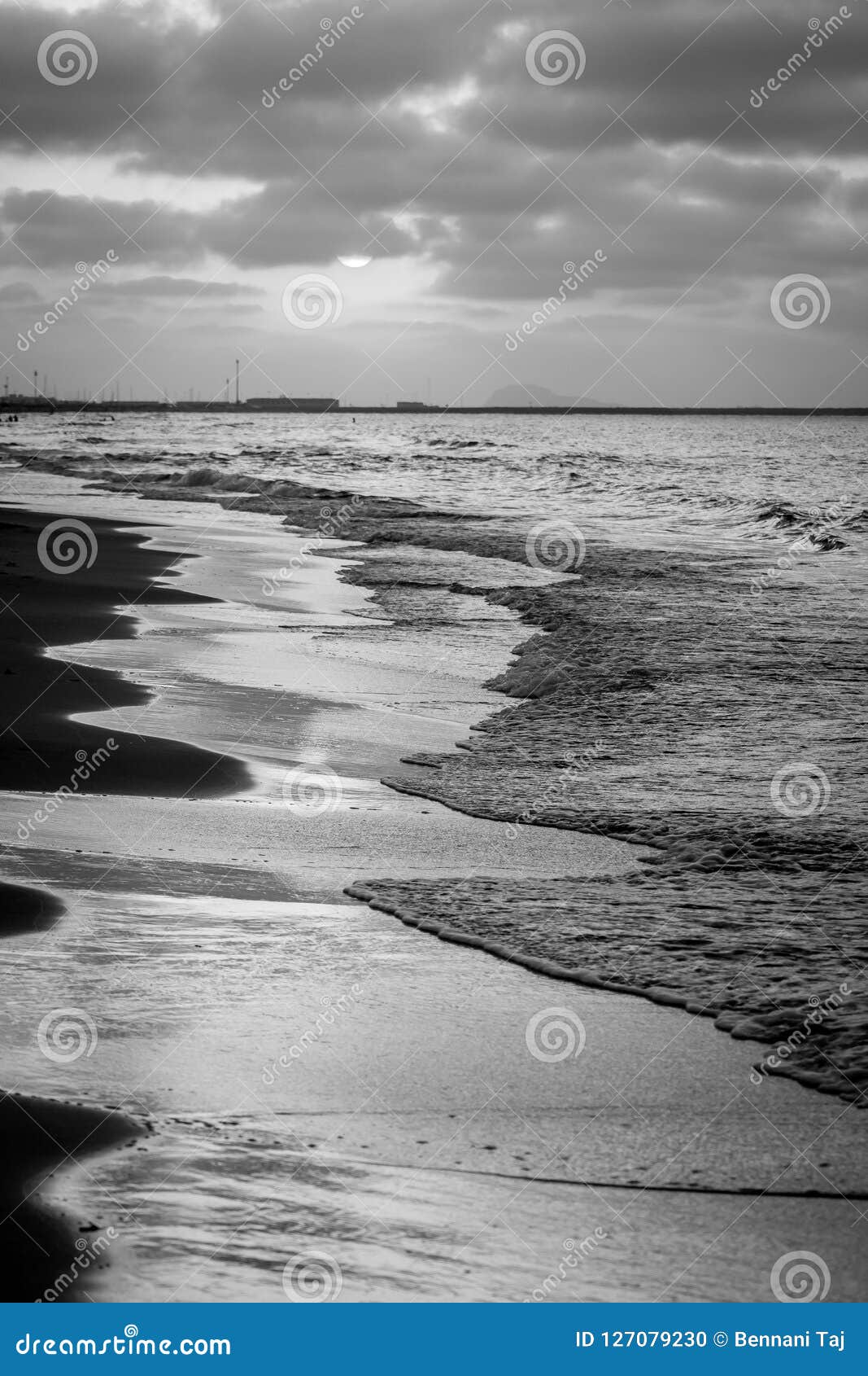 Saaidia Sunset Beach and Waves and Rocks Stock Photo - Image of outdoor ...