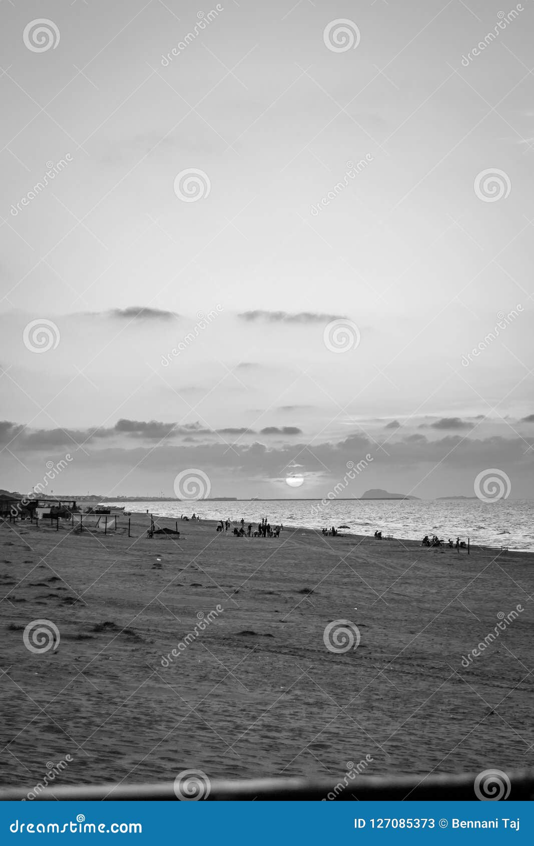 Saaidia Sunset Beach and Waves and Rocks Stock Image - Image of marina ...