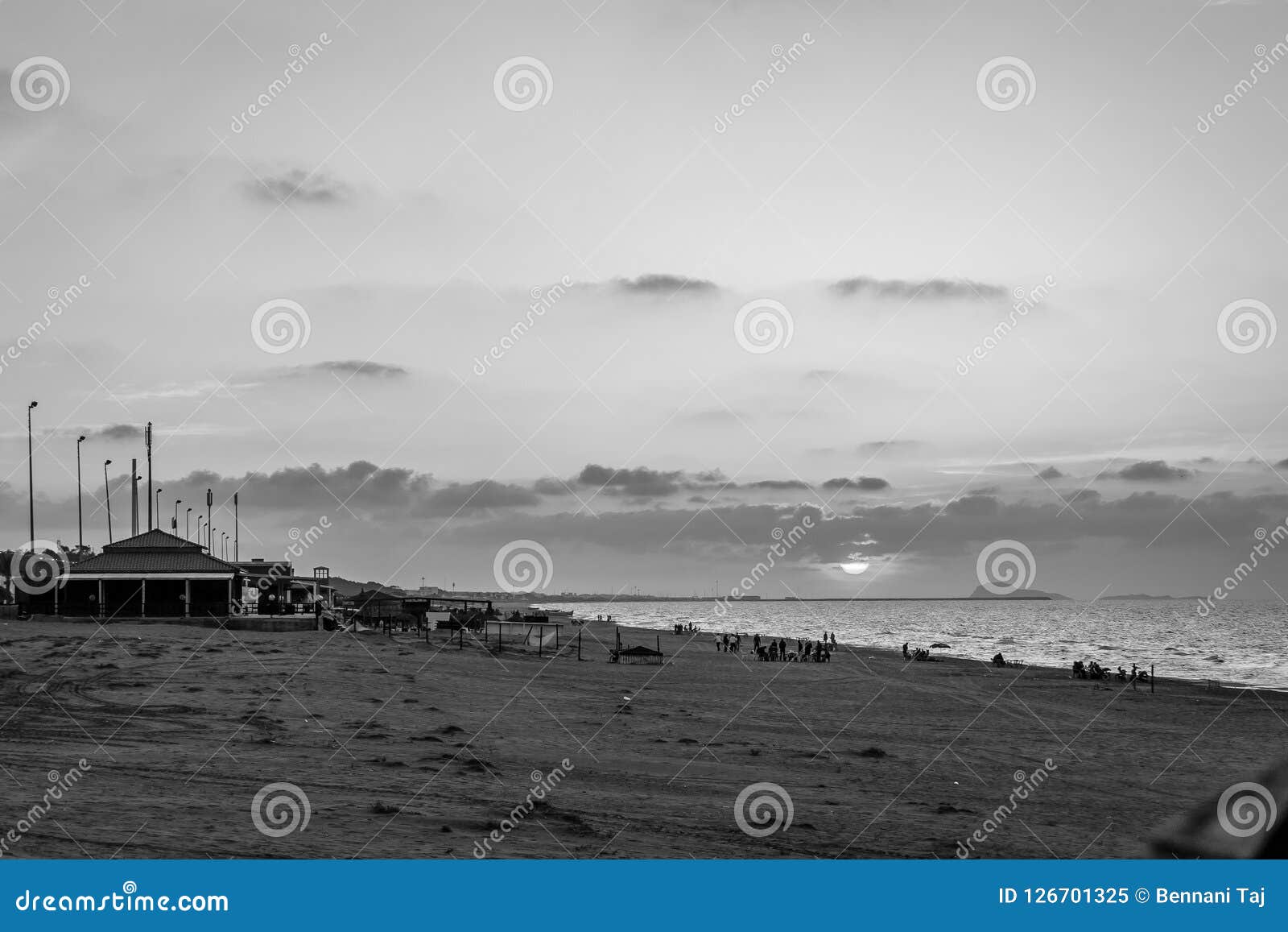 Saaidia Sunset Beach and Waves and Rocks Stock Image - Image of ...