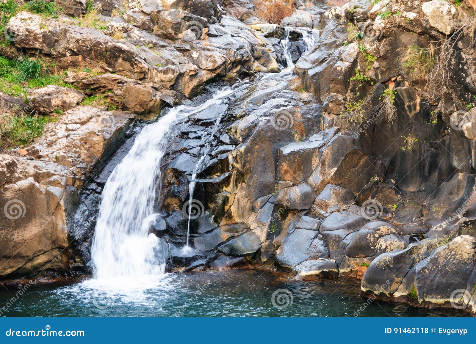 Saar River Waterfall, Golan Heights, Israel Stock Photo - Image of ...