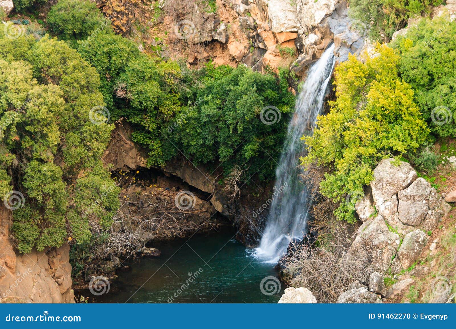 Saar River Waterfall, Golan Heights, Israel Stock Photo - Image of ...