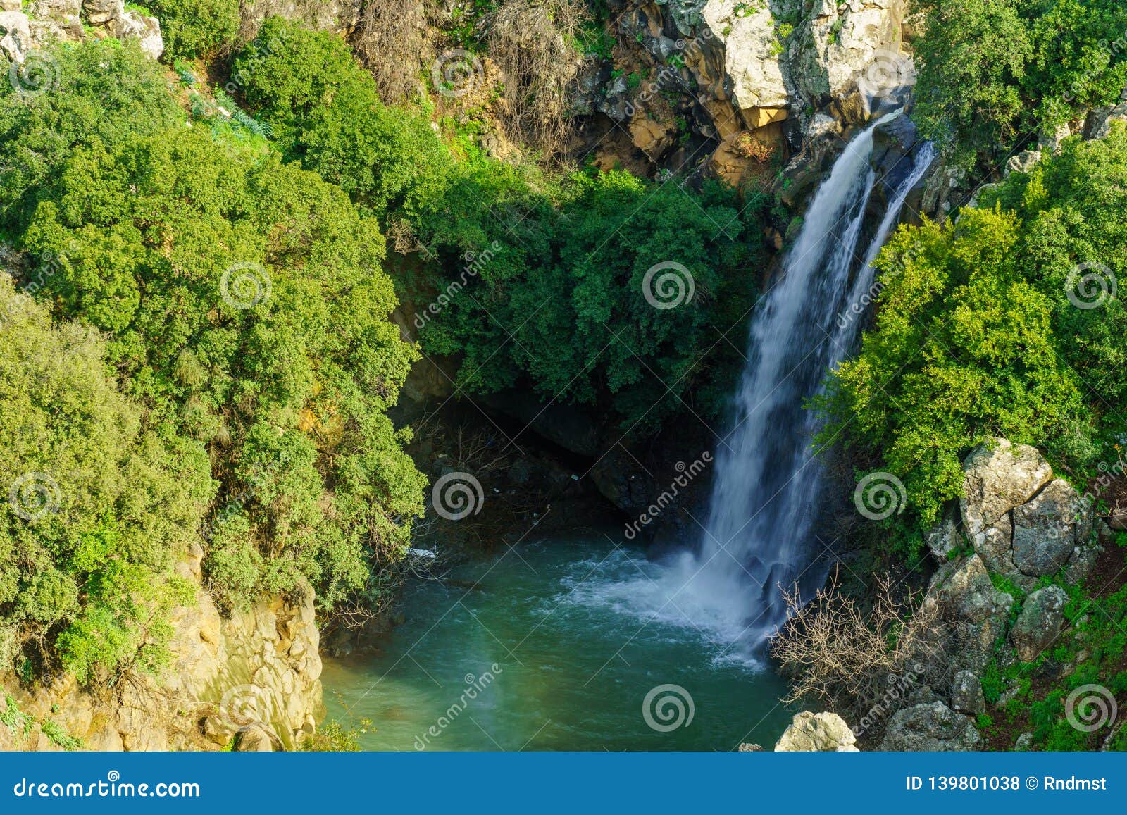 Saar Waterfall, in the Golan Heights Stock Photo - Image of nature ...