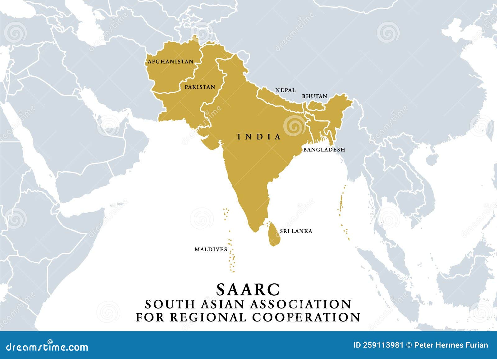 SAARC, South Asian Association For Regional Cooperation, Members Map ...