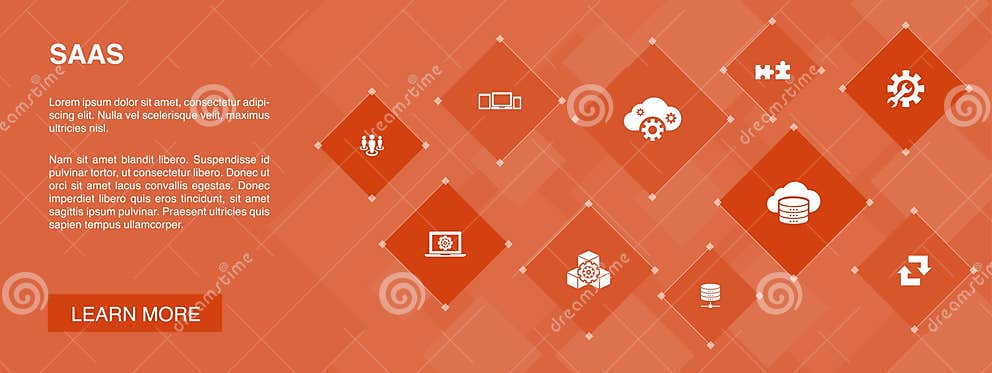 SaaS Banner 10 Icons Concept.cloud Stock Vector - Illustration of ...