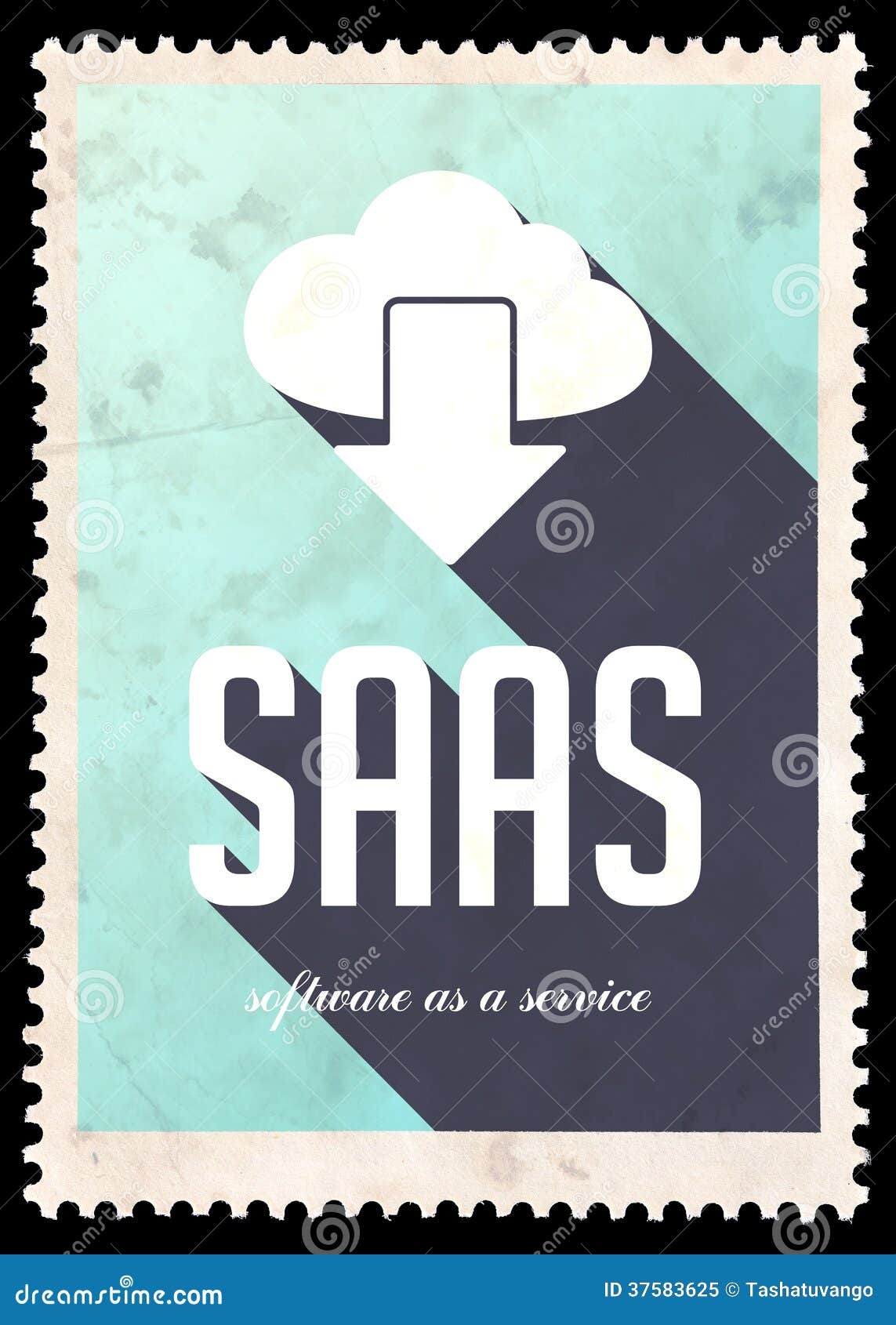 SAAS Concept on Blue Color in Flat Design. Stock Illustration ...