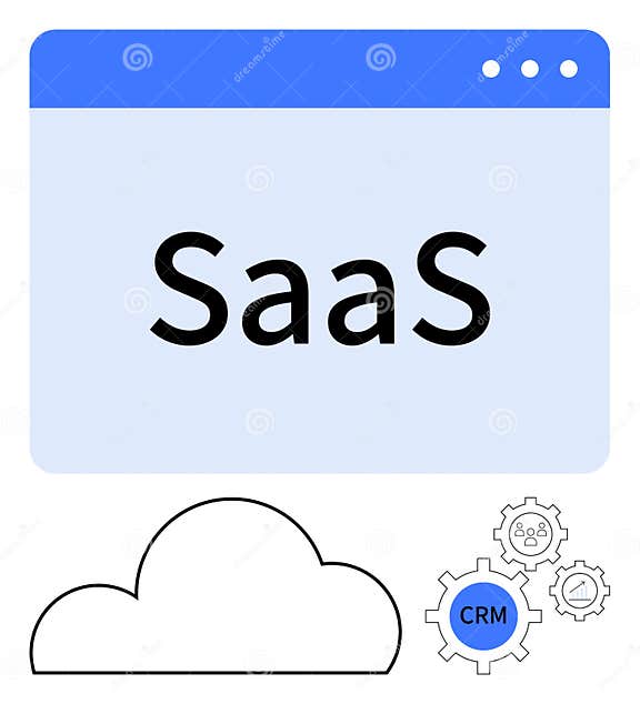 SaaS Concept with Cloud Storage and CRM Integration in a Modern User Interface Stock ...