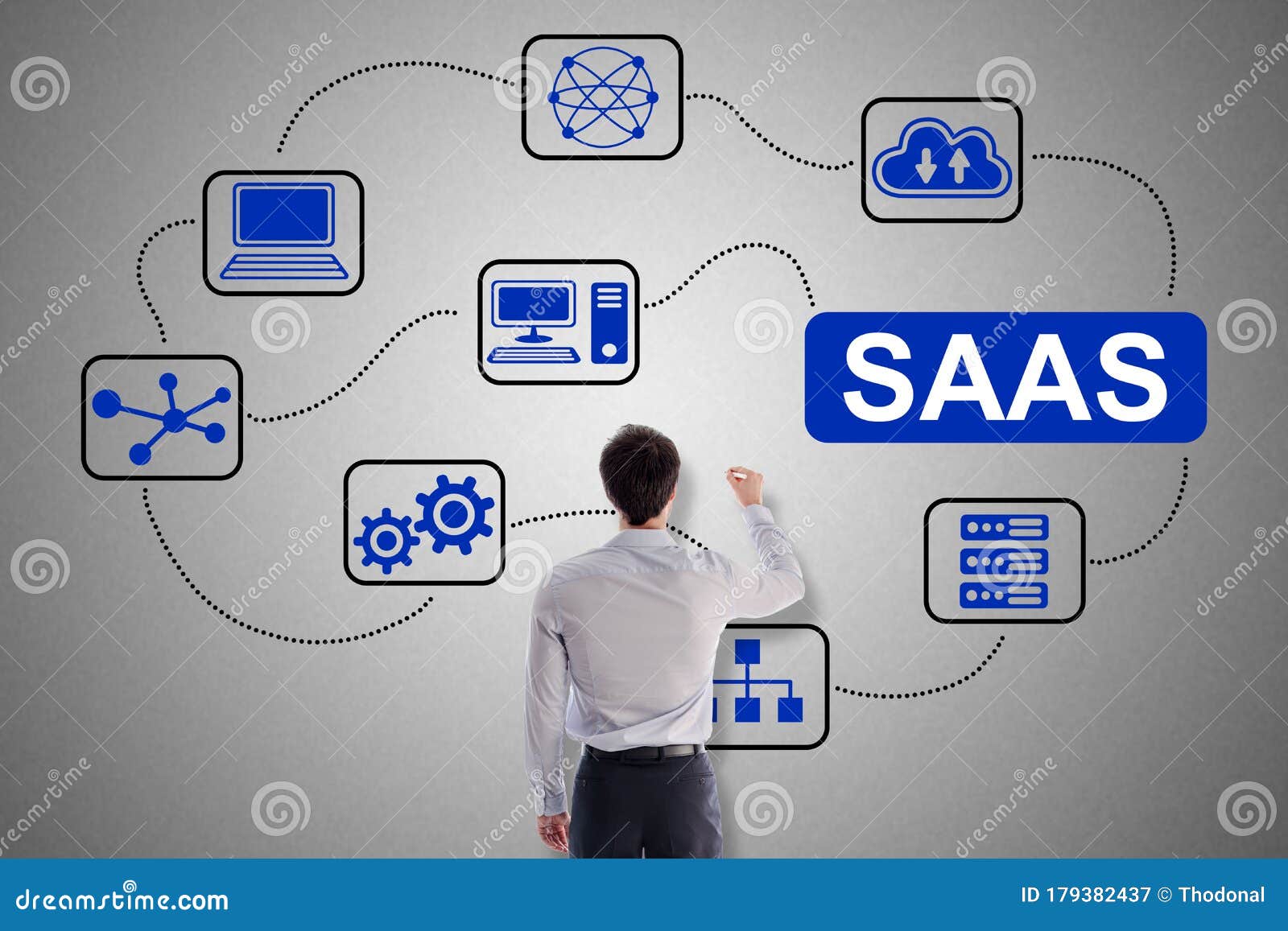 Saas Concept Drawn by a Man Stock Image - Image of database, draw ...