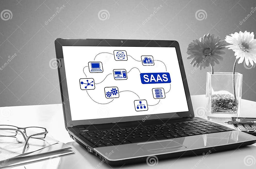 Saas Concept on a Laptop Screen Stock Photo - Image of concept, service ...