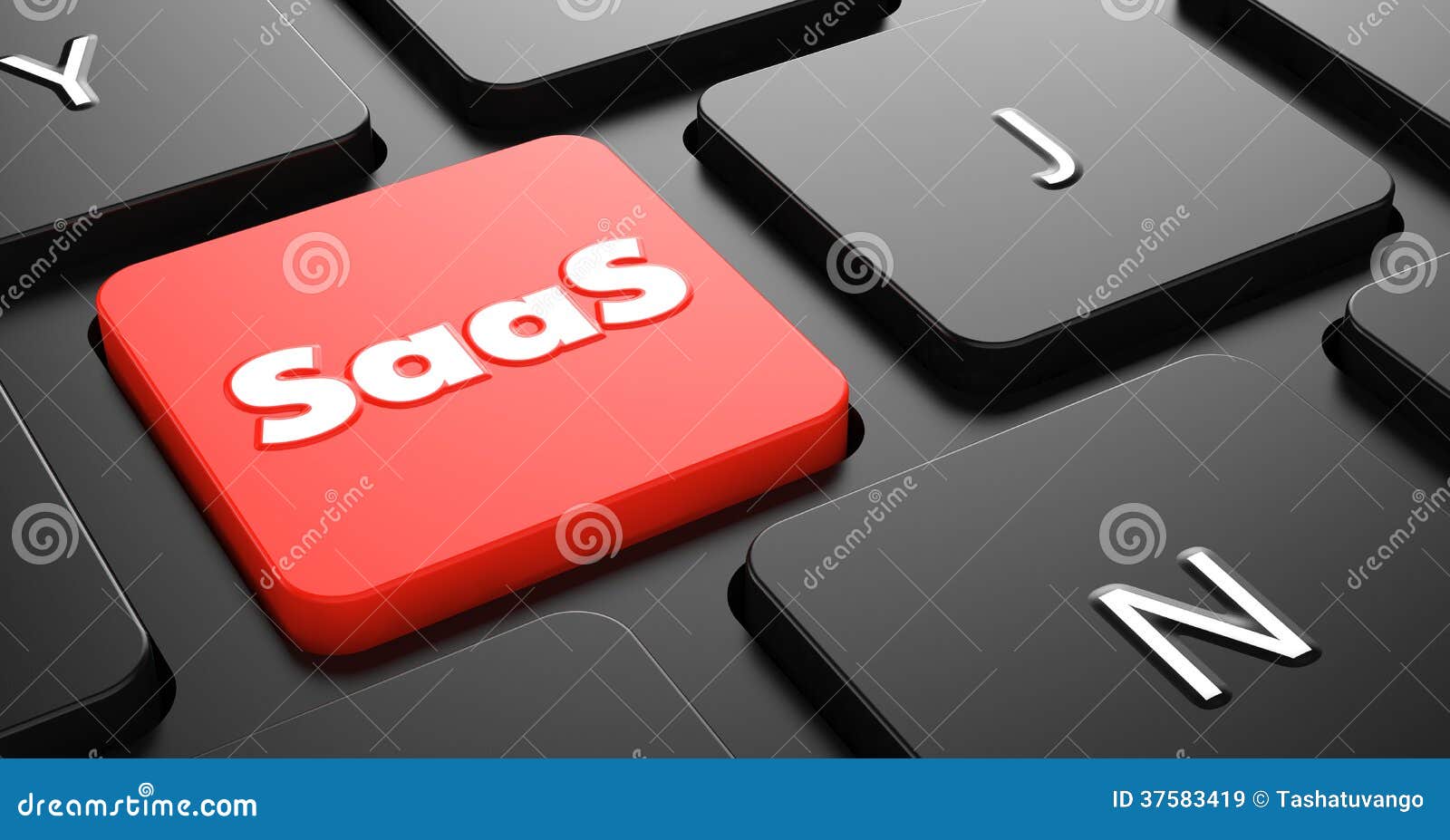SAAS Concept on Red Keyboard Button. Stock Illustration - Illustration ...