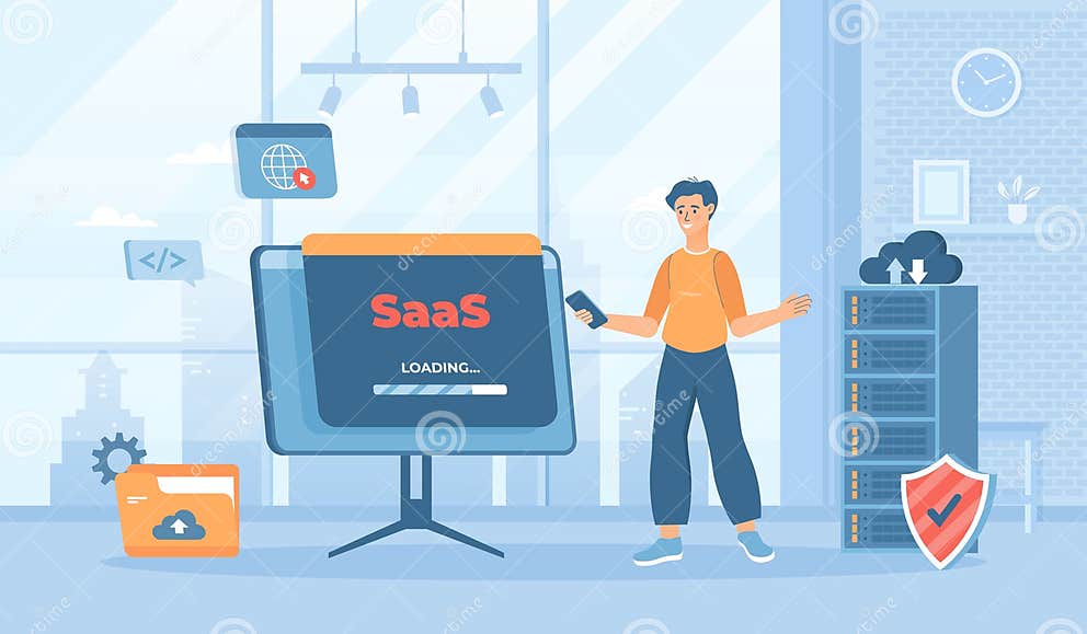 SaaS Concept, Software As a Service. Cloud Computing and Storage Stock ...