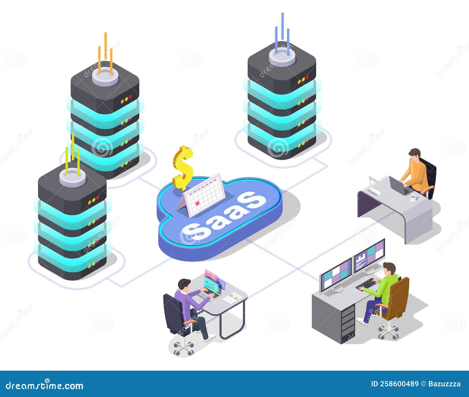 SAAS 3d Vector Software As Service Concept Stock Illustration ...