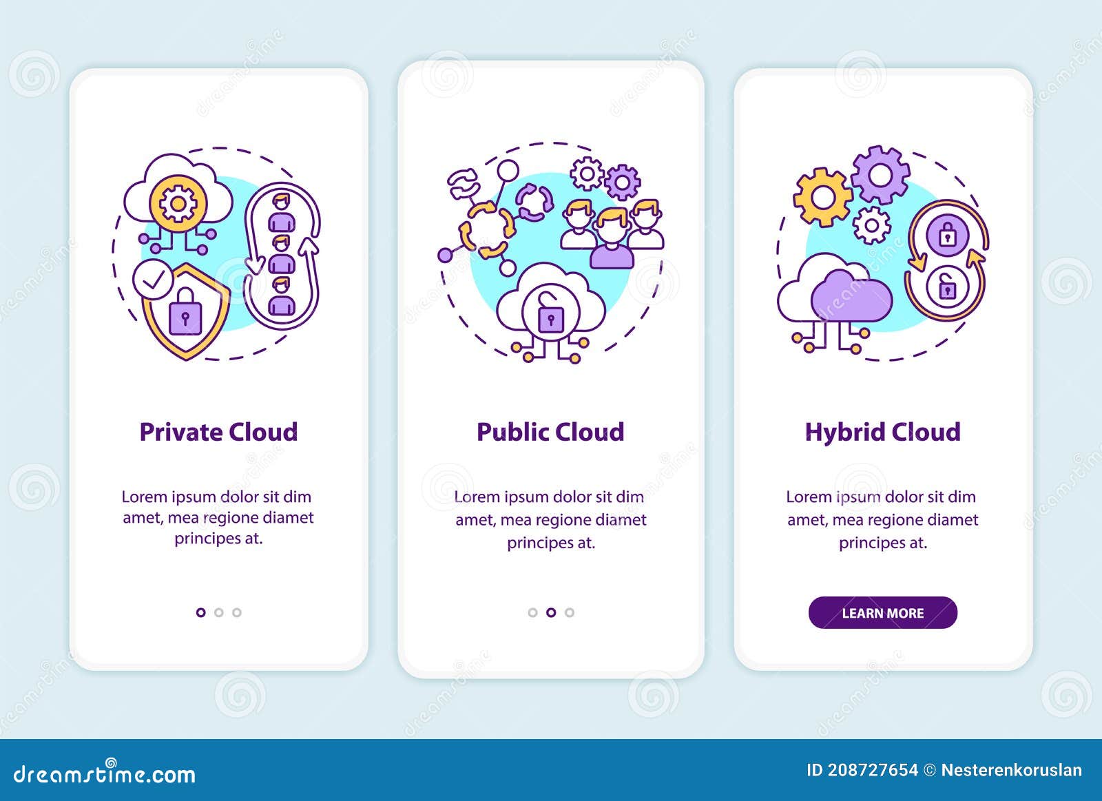 SaaS Deployment Models Onboarding Mobile App Page Screen with Concepts ...