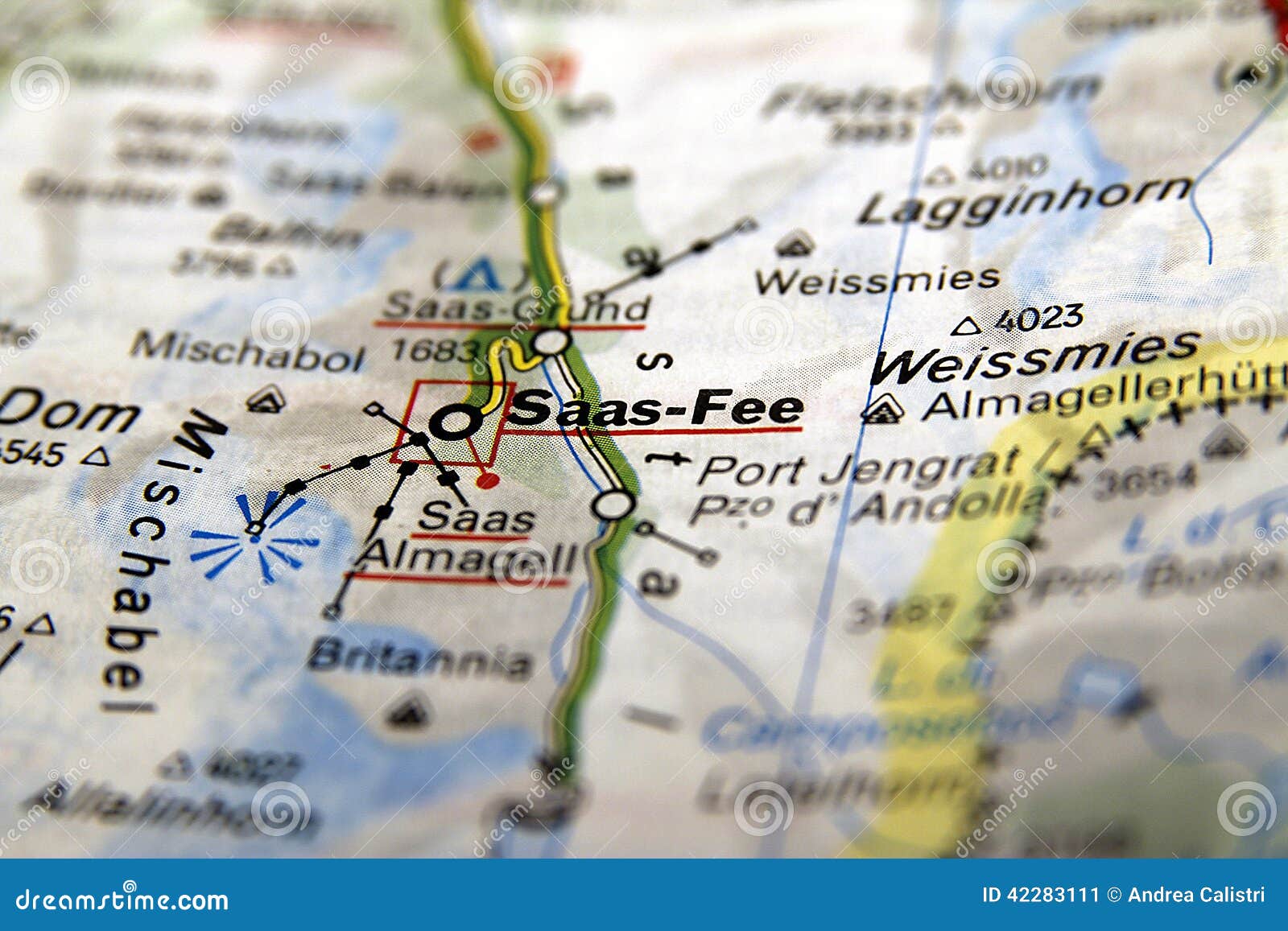 Saas-Fee on the map stock image. Image of connector, metropolitan ...