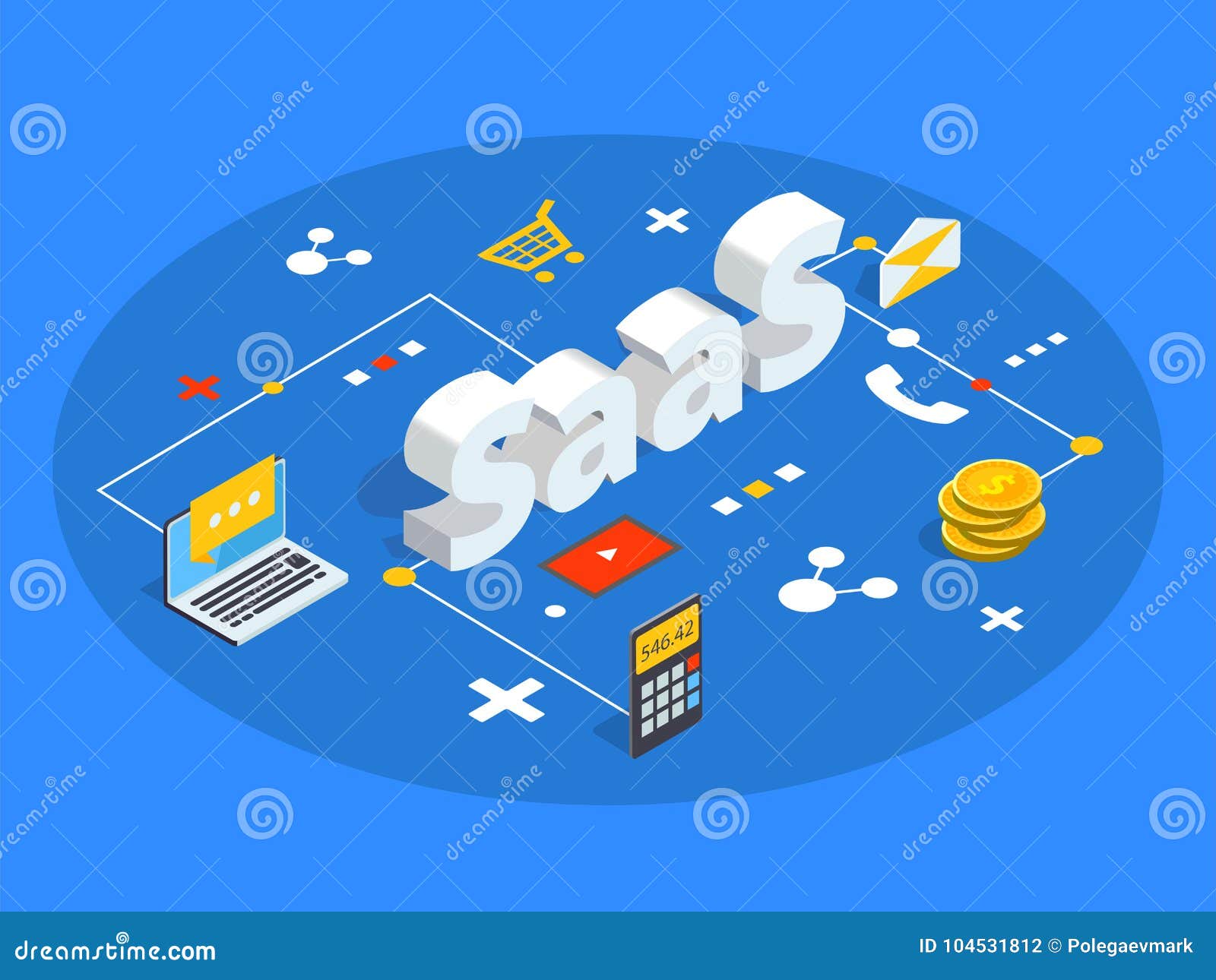 Saas Isometric Vector Illustration. Software As Service or on-demand ...