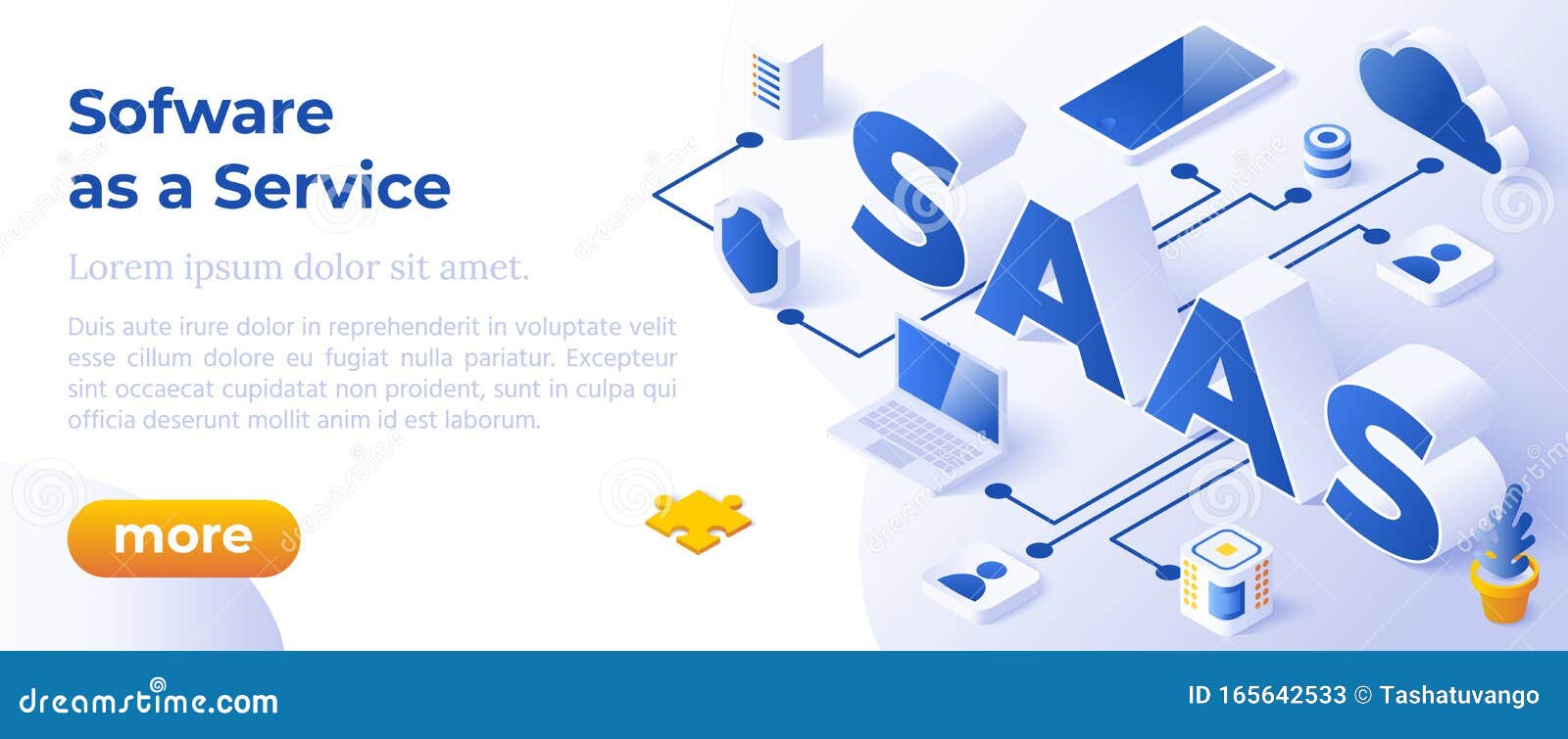 SaaS Isometric Web Banner. Software As A Service Flat Isometry Concept ...