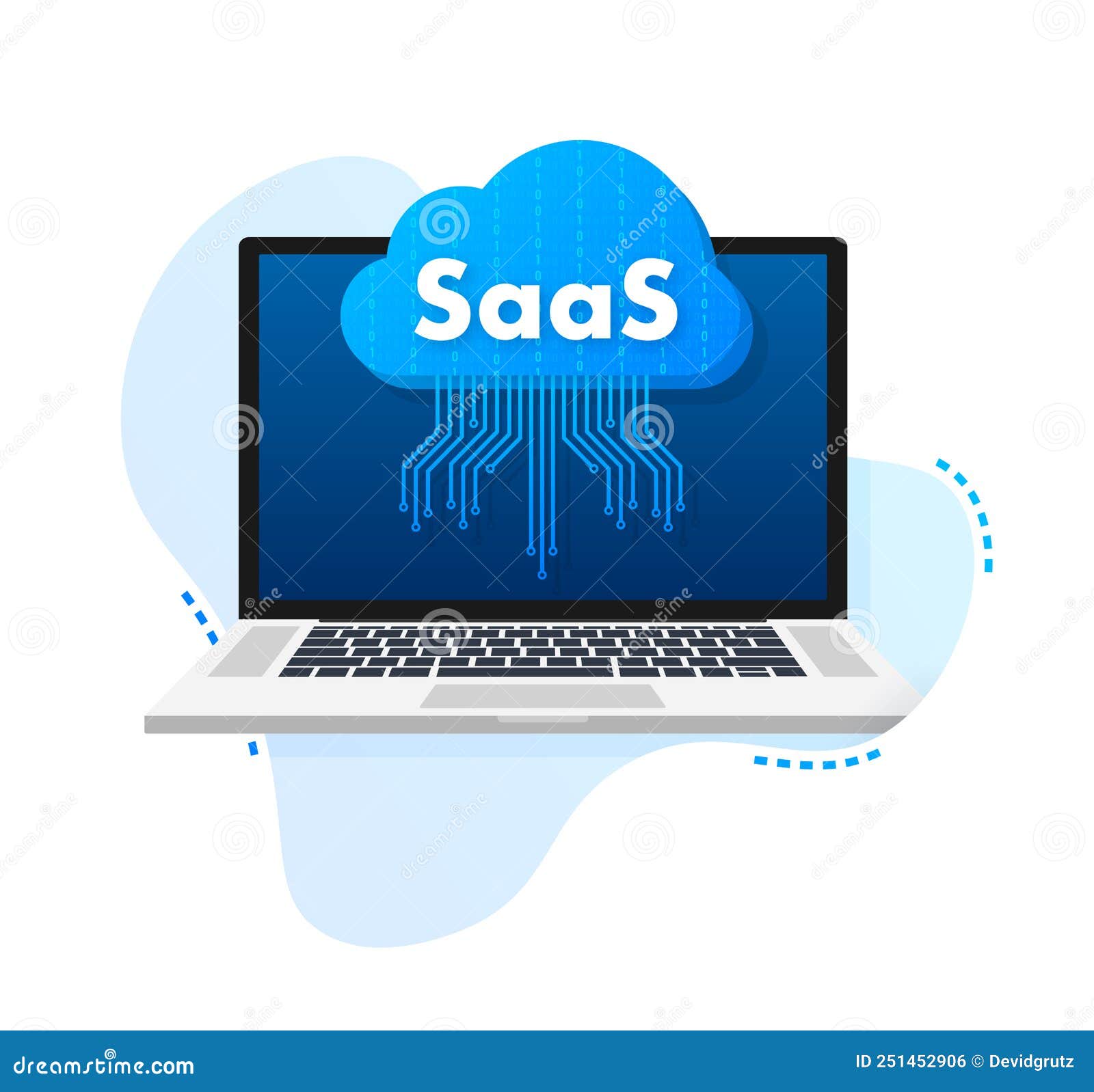 SaaS - Software As a Service. Cloud Sevice, Synchronize. Vector ...