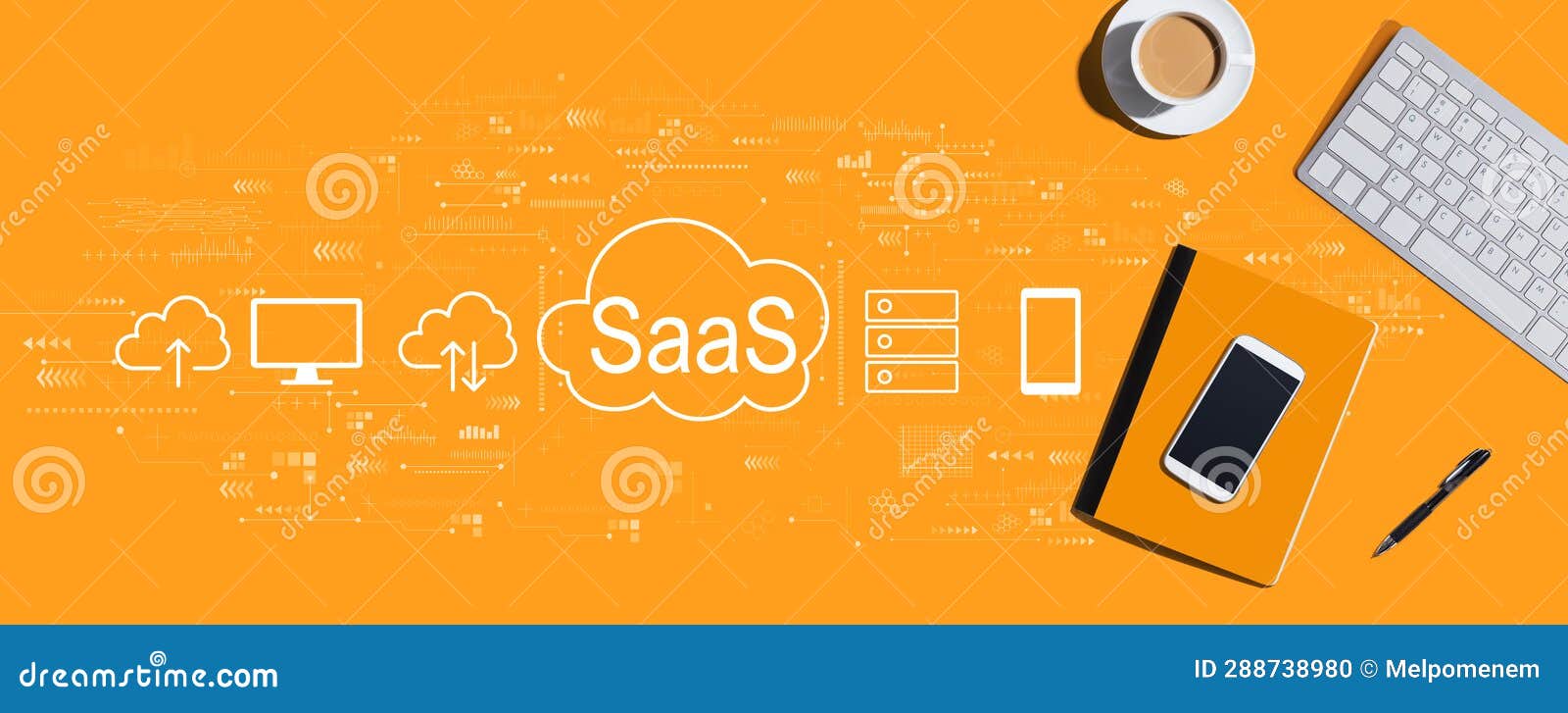 SaaS - Software As a Service Concept with Computer Keyboard and Office ...