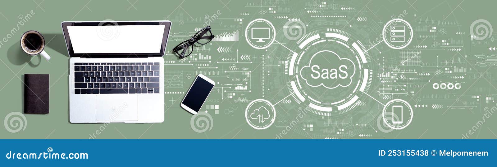 SaaS - Software As a Service Concept with a Laptop Computer Stock Photo ...