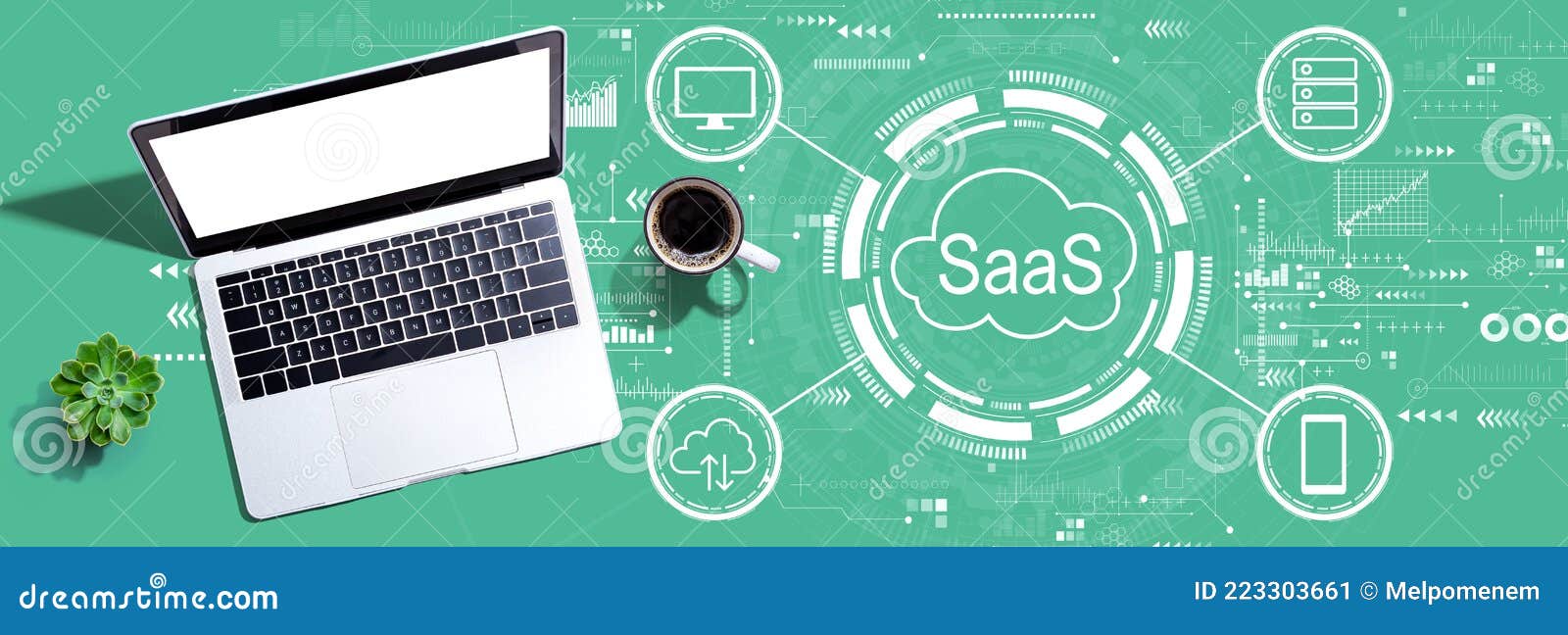 SaaS - Software As a Service Concept with a Laptop Computer Stock Image ...