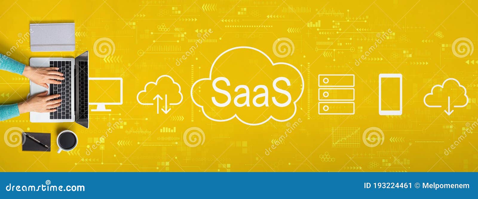 SaaS - Software As a Service Concept with Person Using a Laptop Stock ...