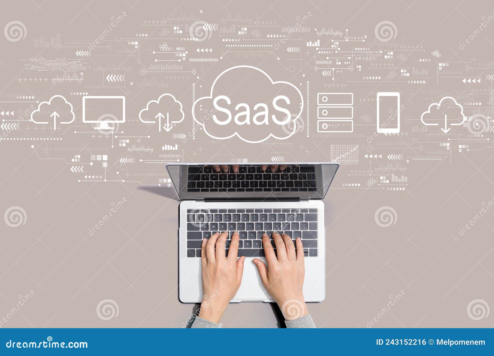 SaaS - Software As a Service Concept with Person Using Laptop Stock ...