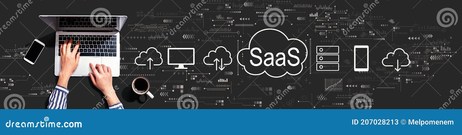 SaaS - Software As a Service Concept with Person Using Laptop Stock ...