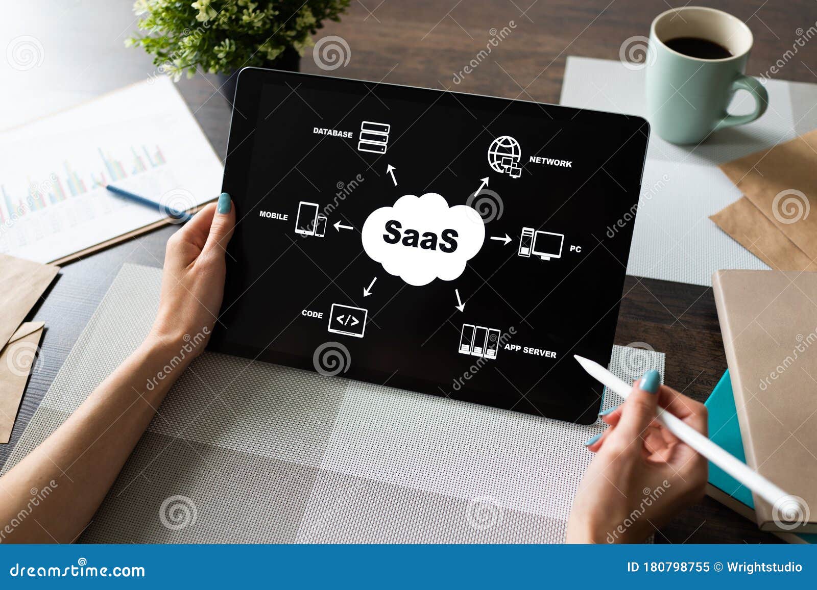 SaaS - Software As a Service. Internet and Technology Concept. Stock ...