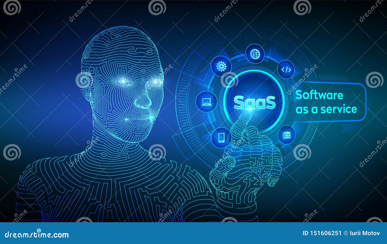 SaaS. Software As a Service. Internet and Technology Concept on Virtual Screen. SAAS Computing ...