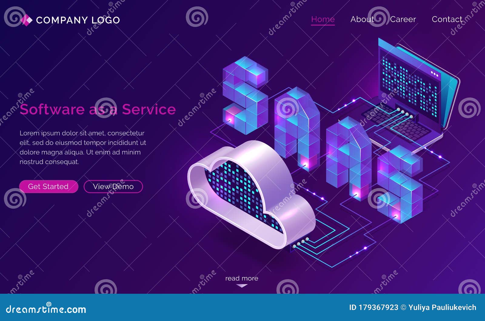 Saas Software As A Service Concept With Icon Line Style Set Template ...