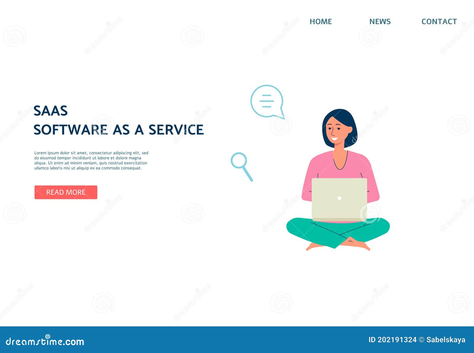 SAAS Software Cloud Services Website Banner Template Flat Vector ...